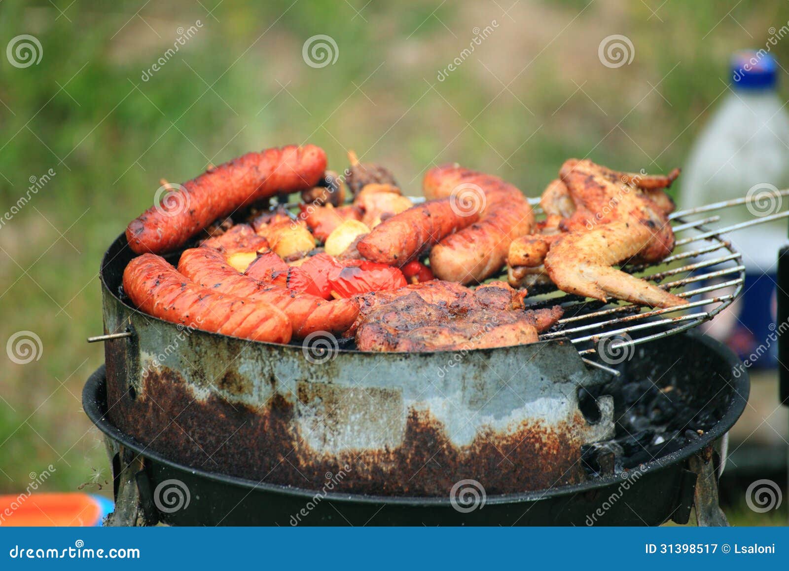 Bonfire Campfire Fire Flames Grilling Steak on the BBQ Stock Image ...