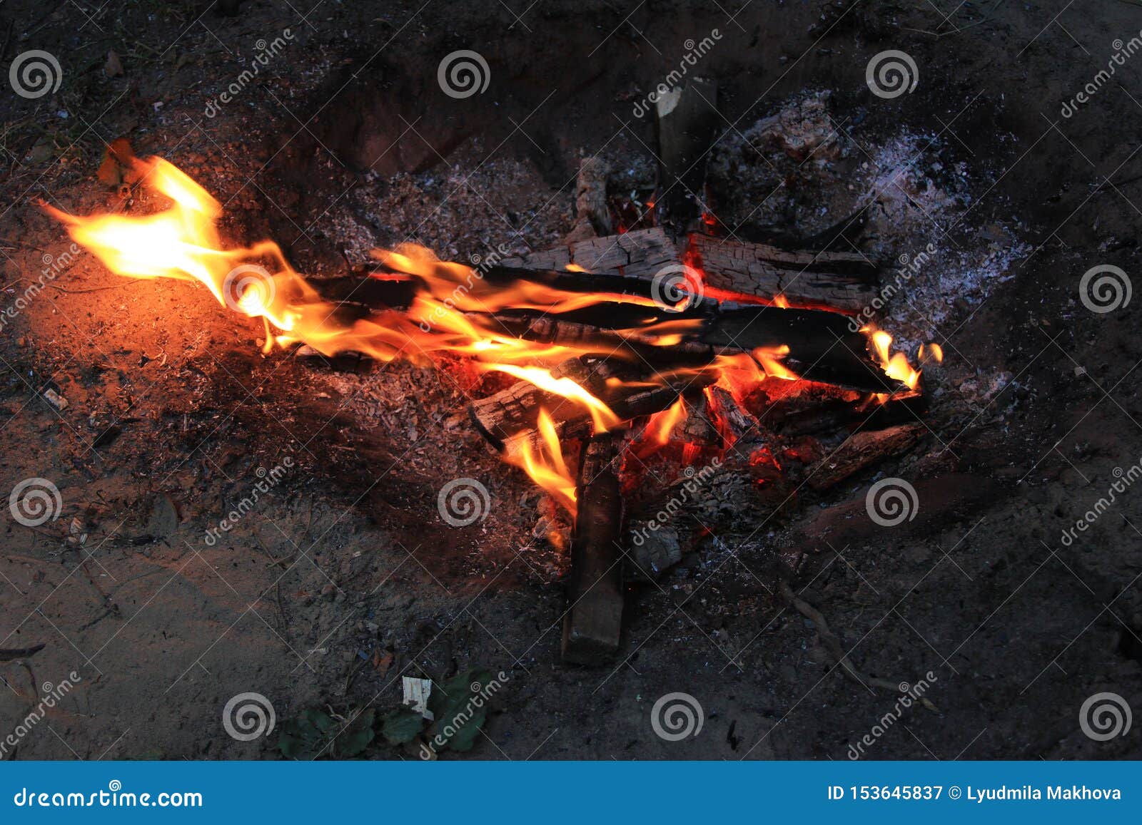 A bonfire in a camping stock image. Image of relax, camping - 153645837