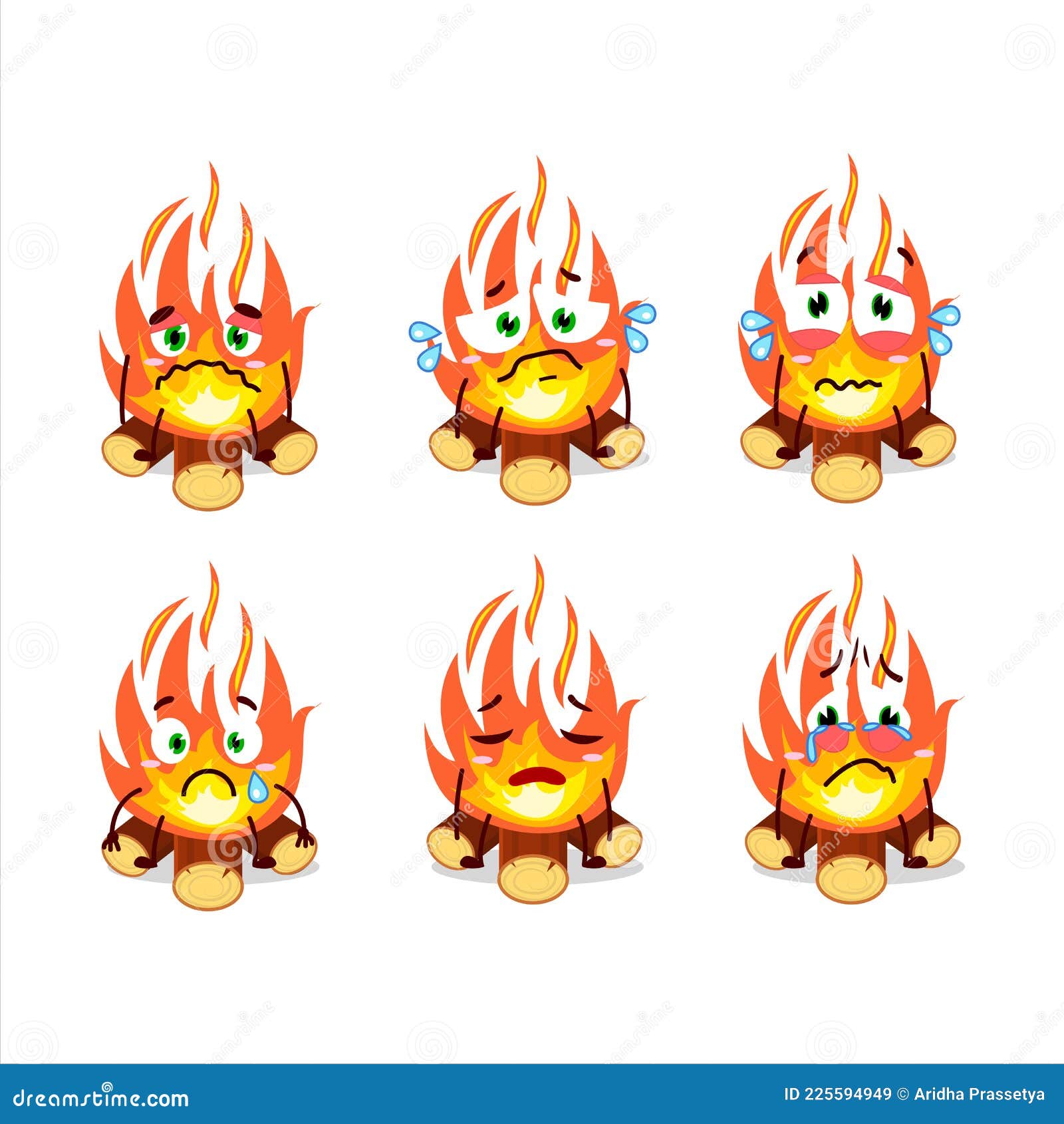 Bonfire Cartoon in Character with Sad Expression Stock Vector ...