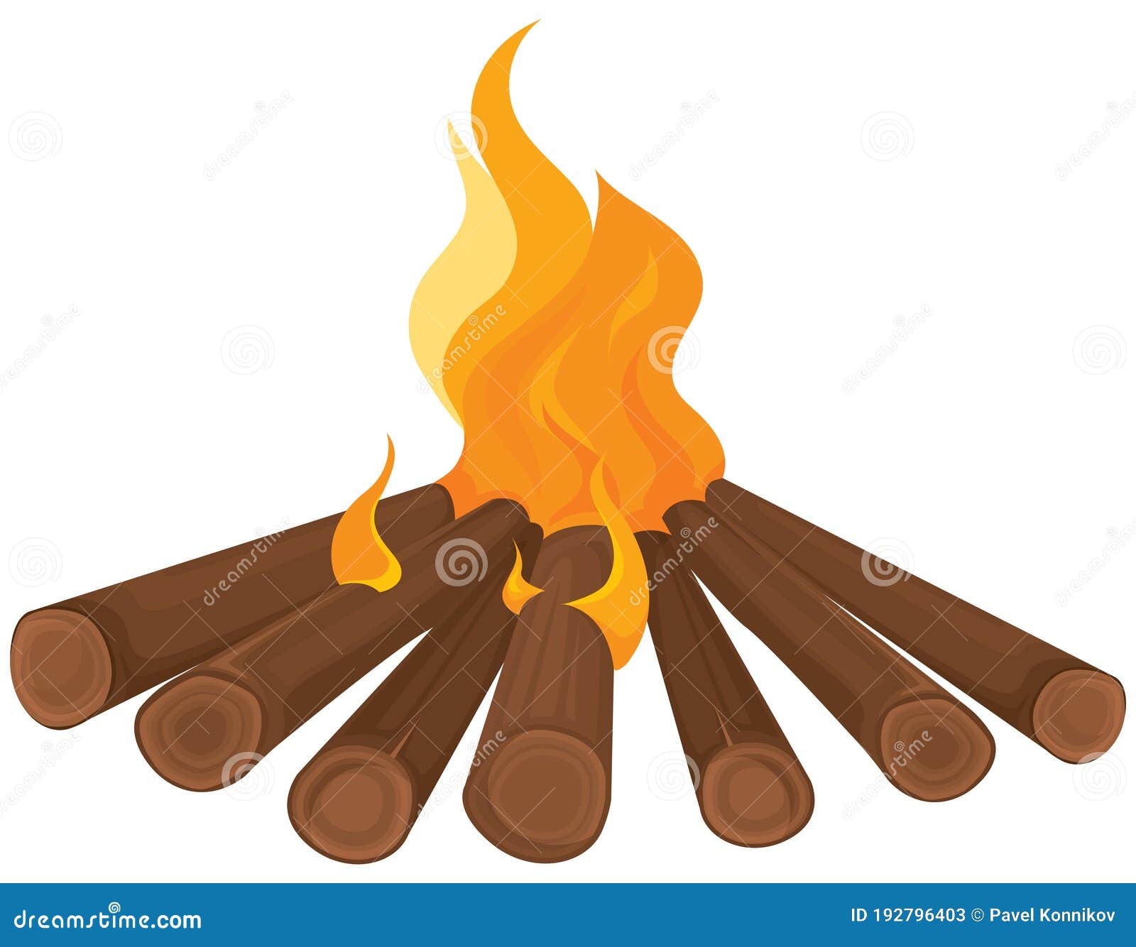 Bonfire in cartoon style. stock vector. Illustration of burning - 192796403
