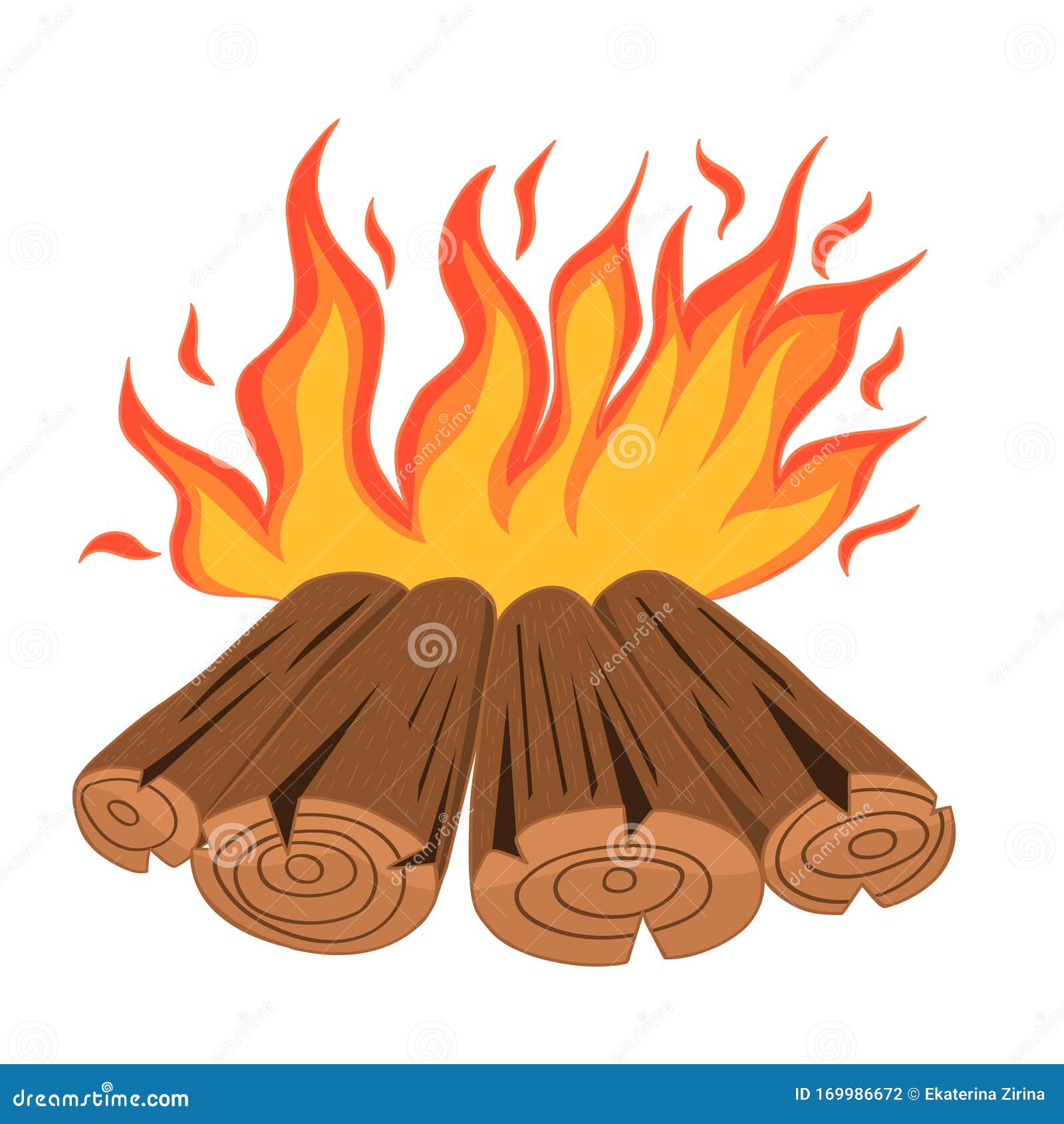 Bonfire in Cartoon Style Isolated on a White Background. Vector ...