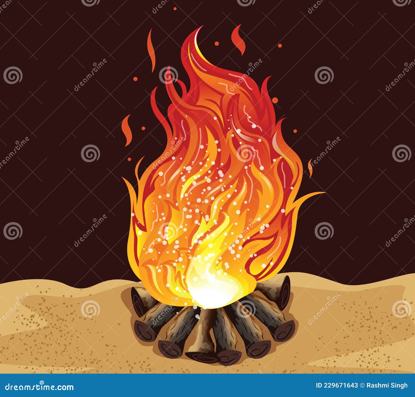 Bonfire In Cartoon Style Isolated On A White Background. Vector ...