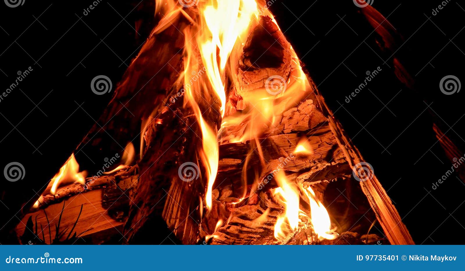 Bonfire close-up. Night stock image. Image of burnt, inferno - 97735401