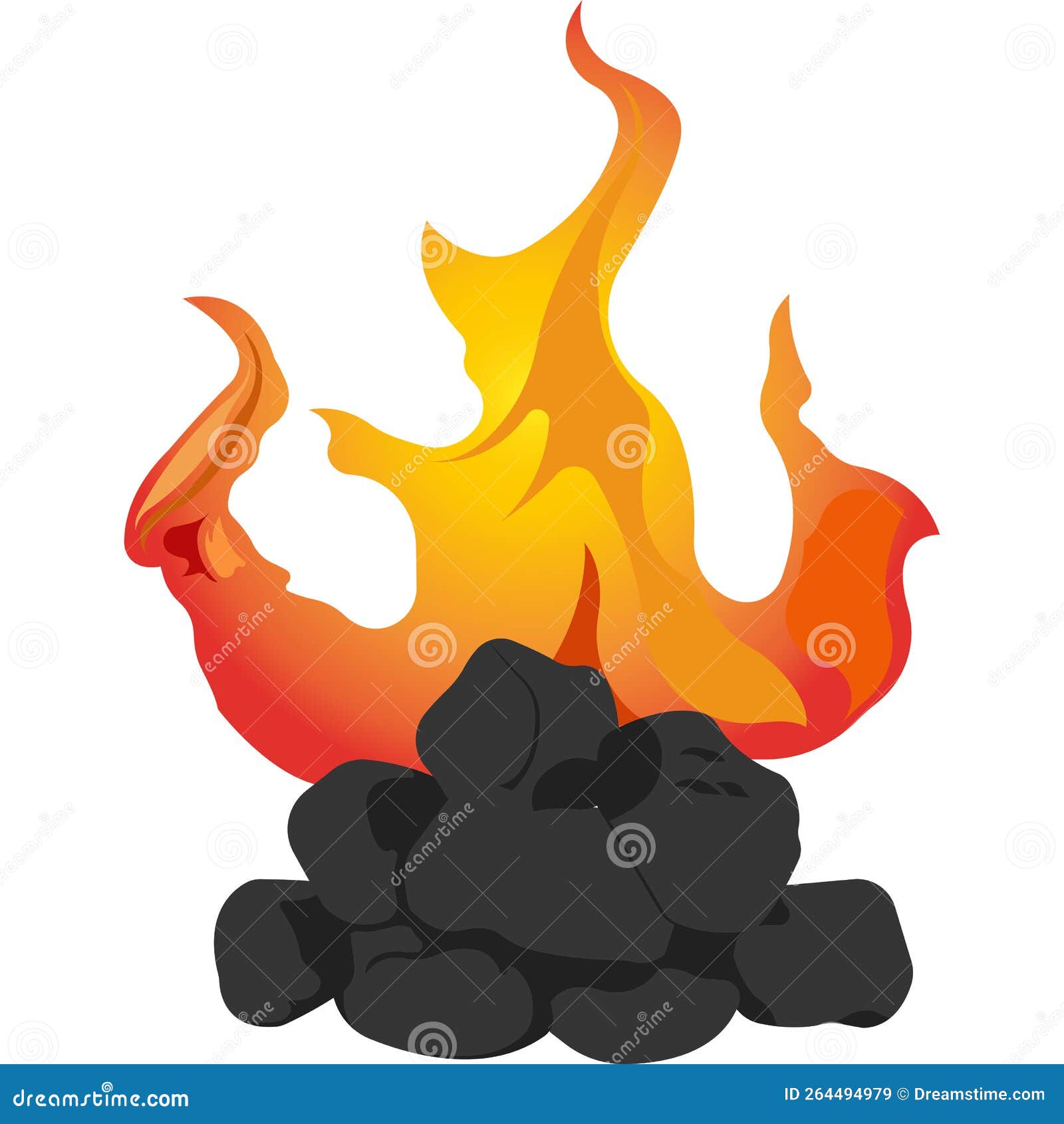 Bonfire on Coals. Fireside Heating. Vector Illustration. Stock Vector ...