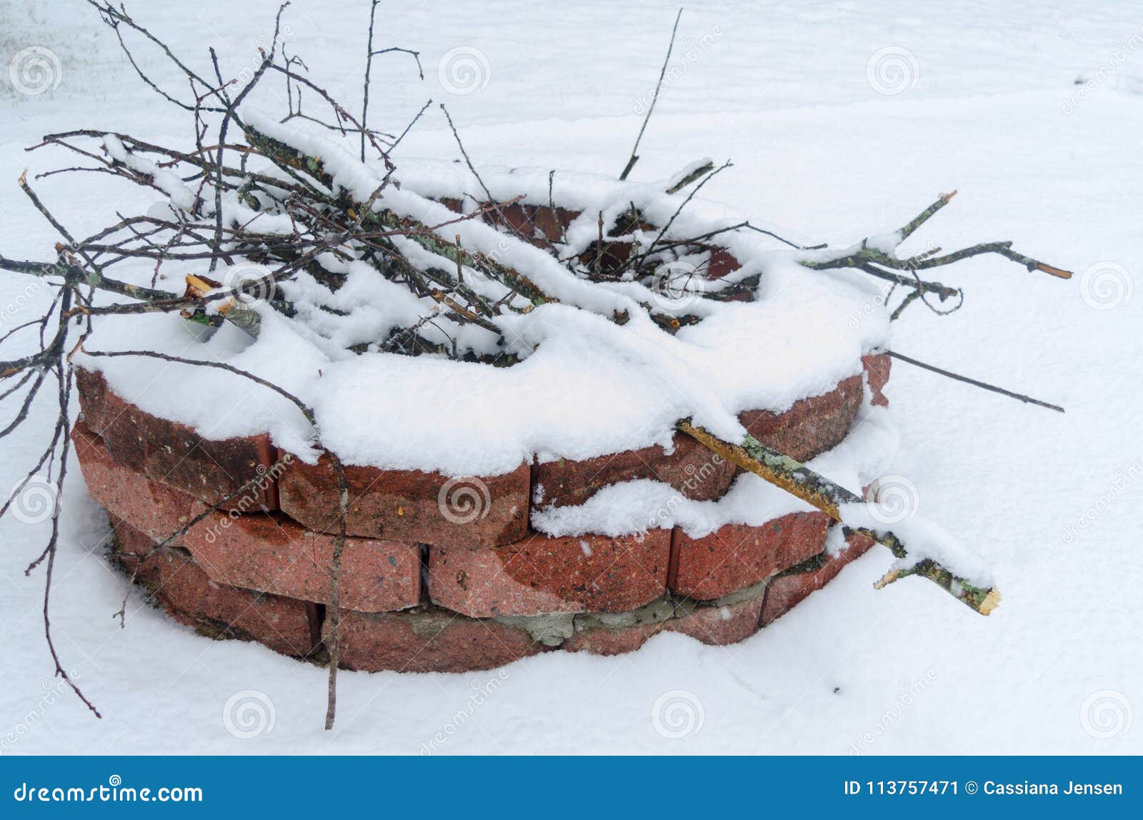 Bonfire Cover with Snow and Branches Stock Image - Image of bonfire ...
