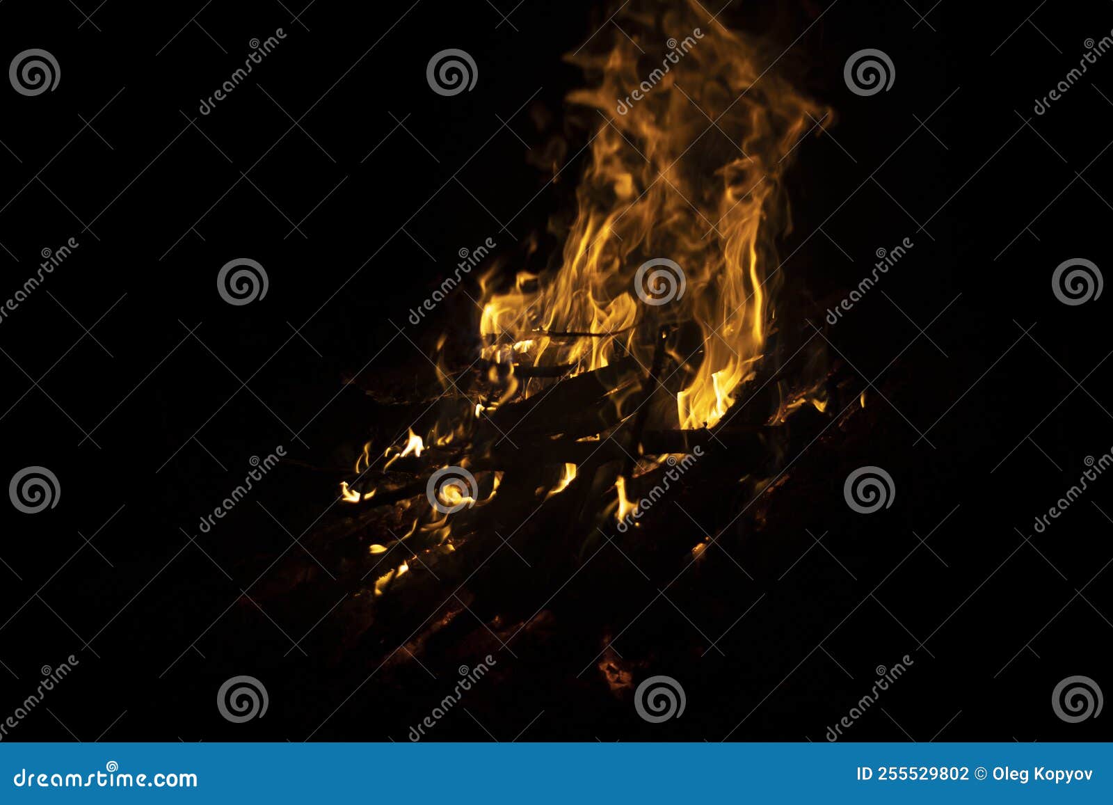 Bonfire in Dark. Fire on Black Background Stock Photo - Image of energy ...