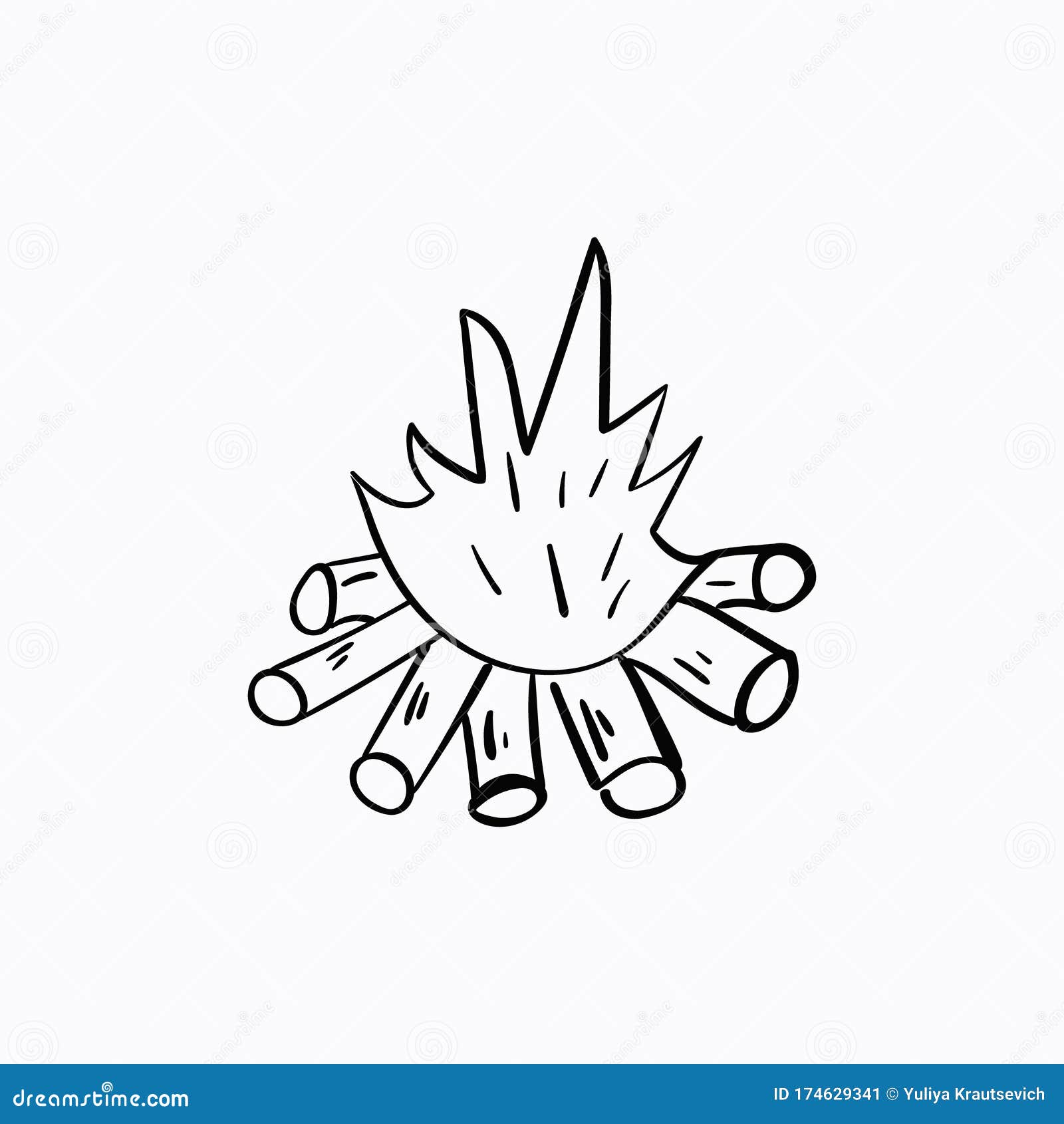 Bonfire Doodle Icon. Drawing by Hand. Vector Illustration Stock Vector ...