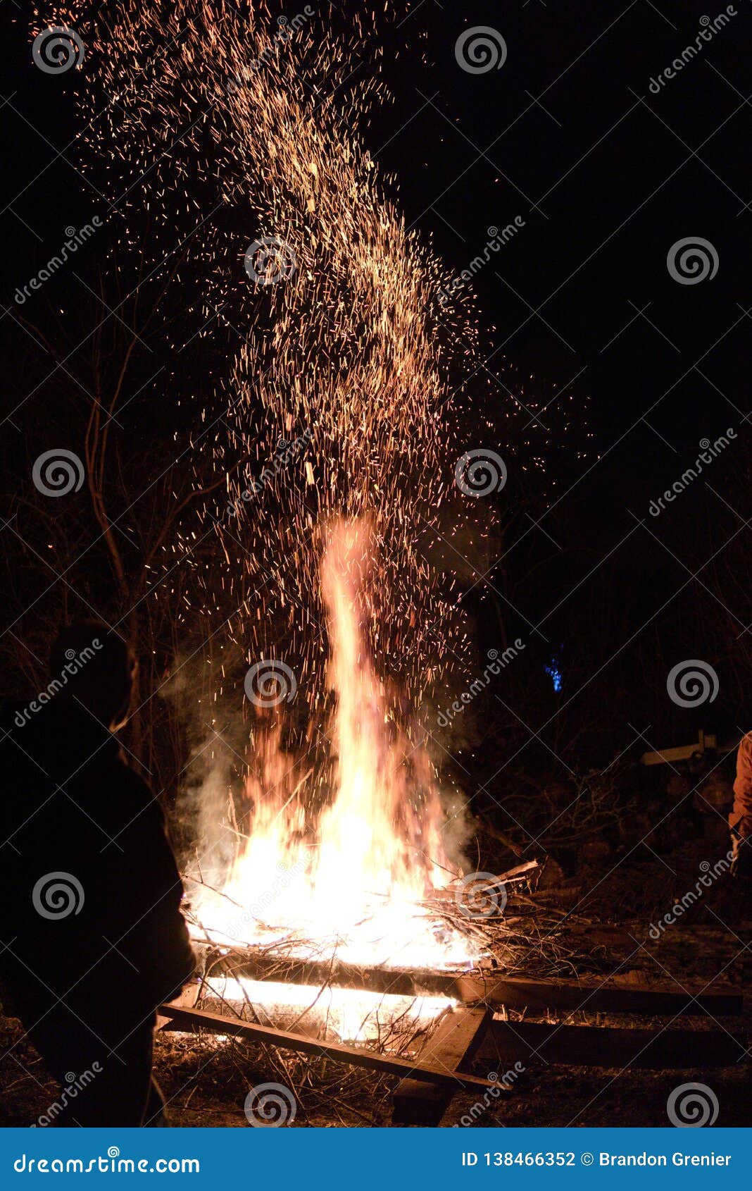 Bonfire Embers Flying into Air Stock Photo - Image of flake, fire ...