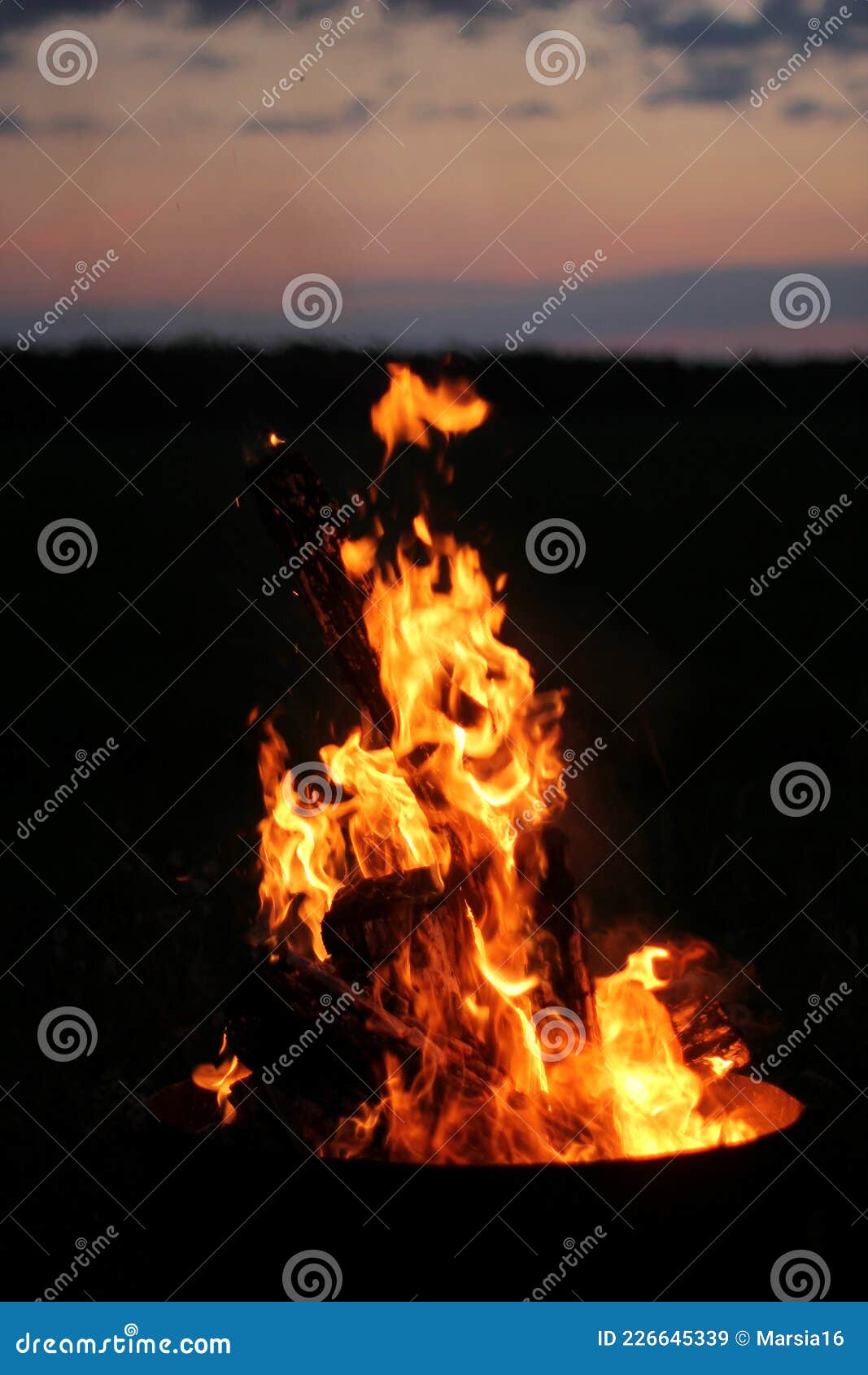 Bonfire in Field stock image. Image of fiery, blazing - 226645339