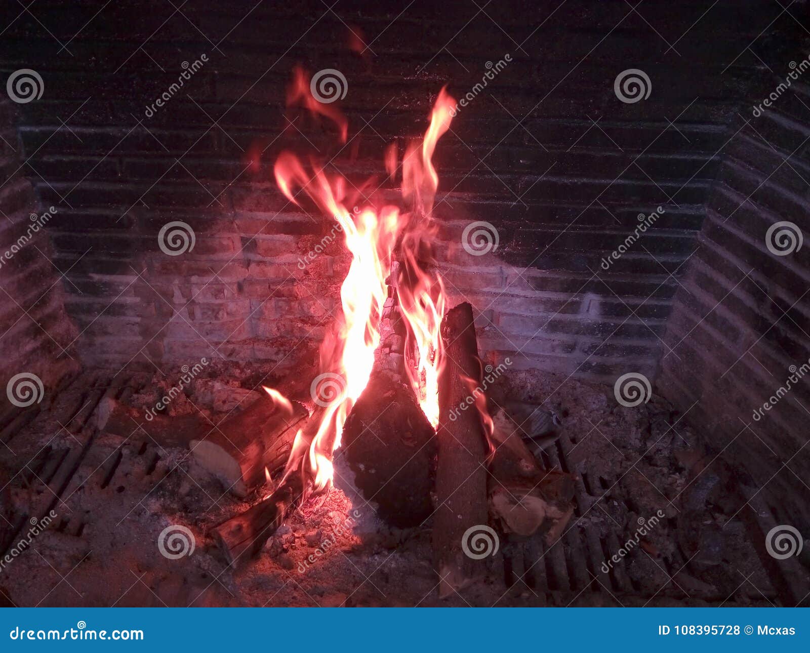Bonfire in the fireplace stock photo. Image of bonfire - 108395728