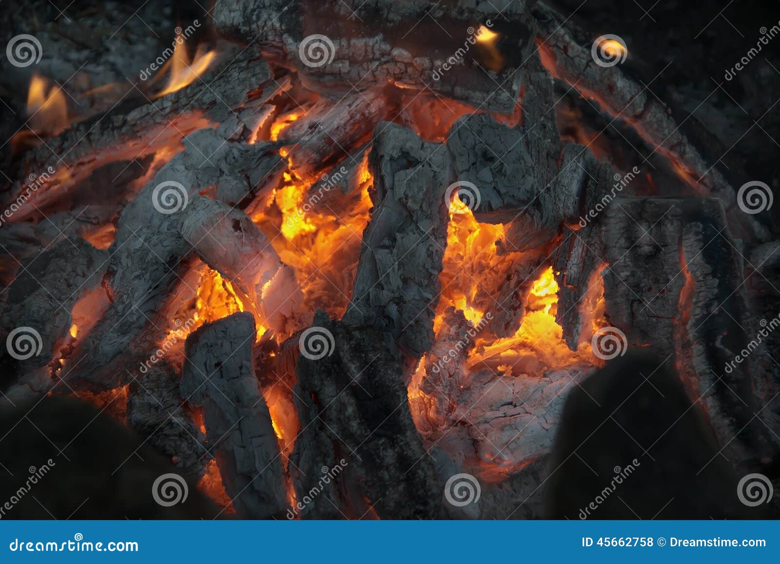 Bonfire with flame and ash stock photo. Image of heat - 45662758