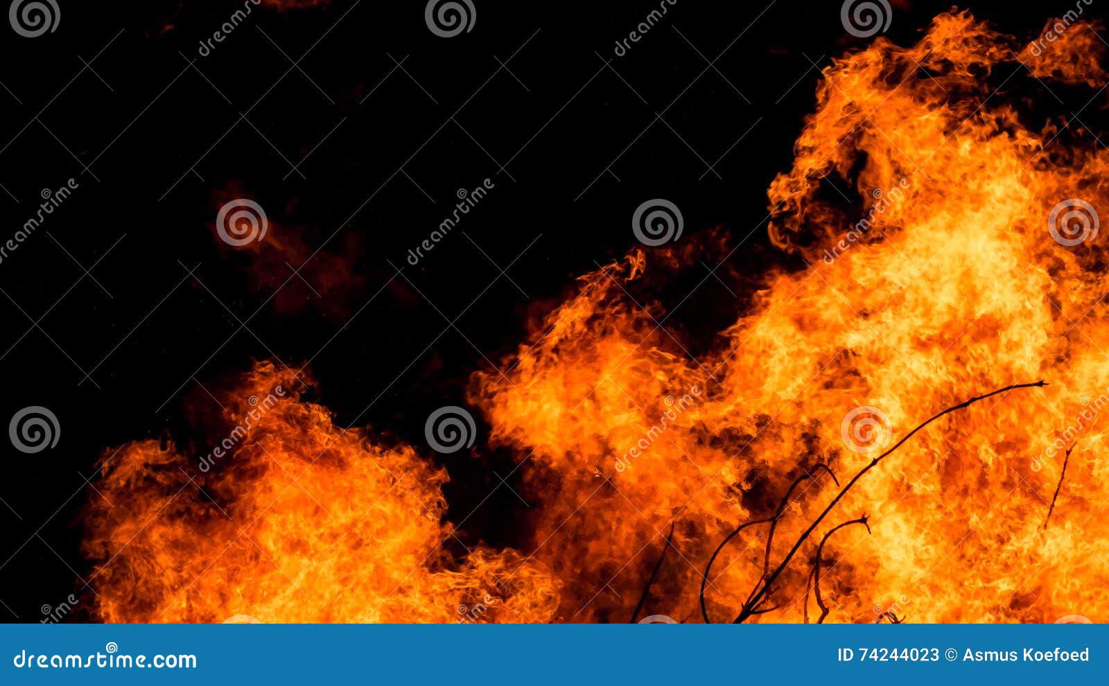 Bonfire flames on black stock image. Image of background - 74244023