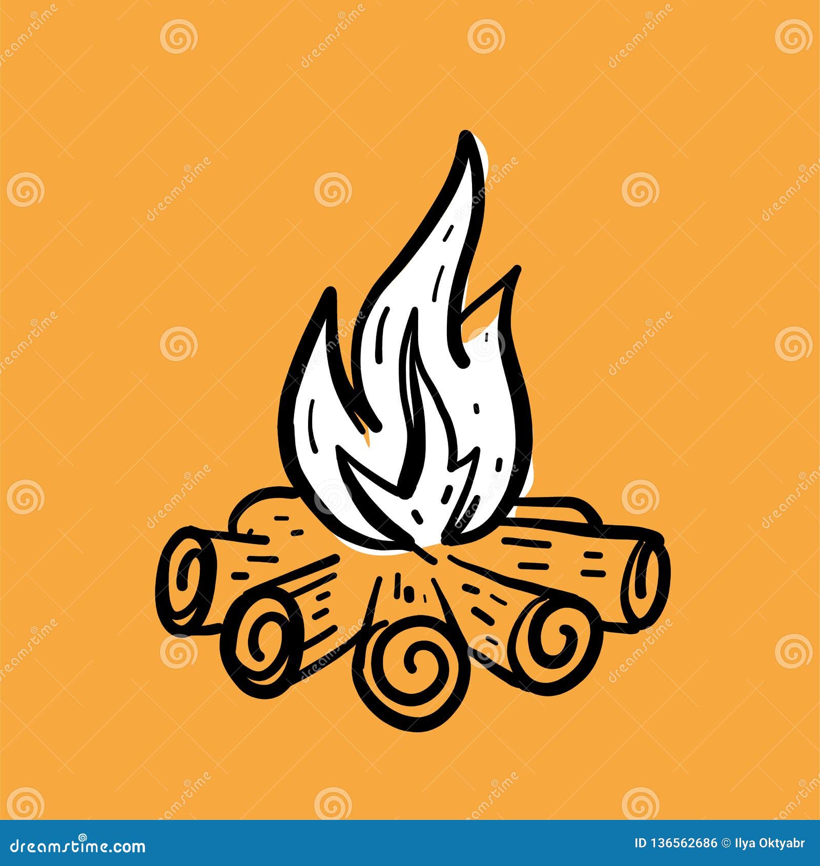 Bonfire Hand Drawn Cartoon Style Vector Illustration Stock Illustration ...