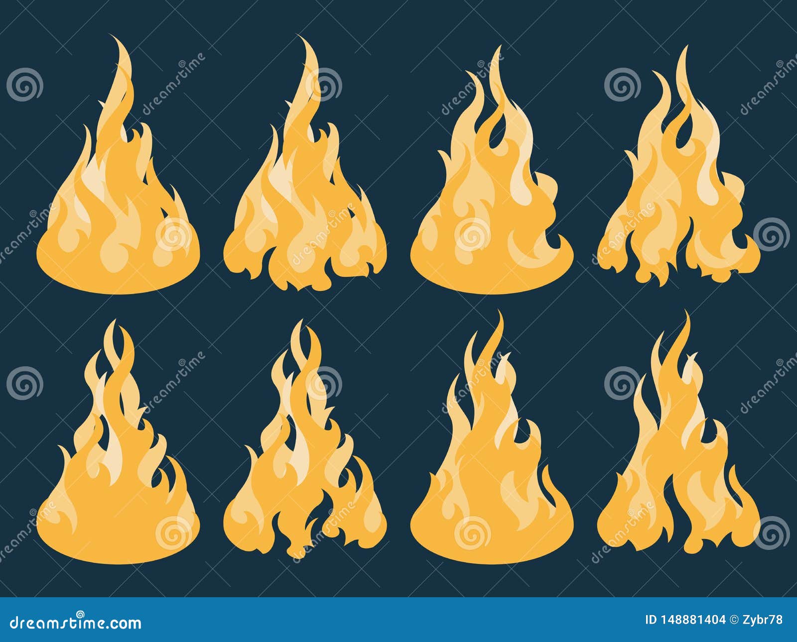 Bonfire Icon Set. Design Element Stock Vector - Illustration of flame ...