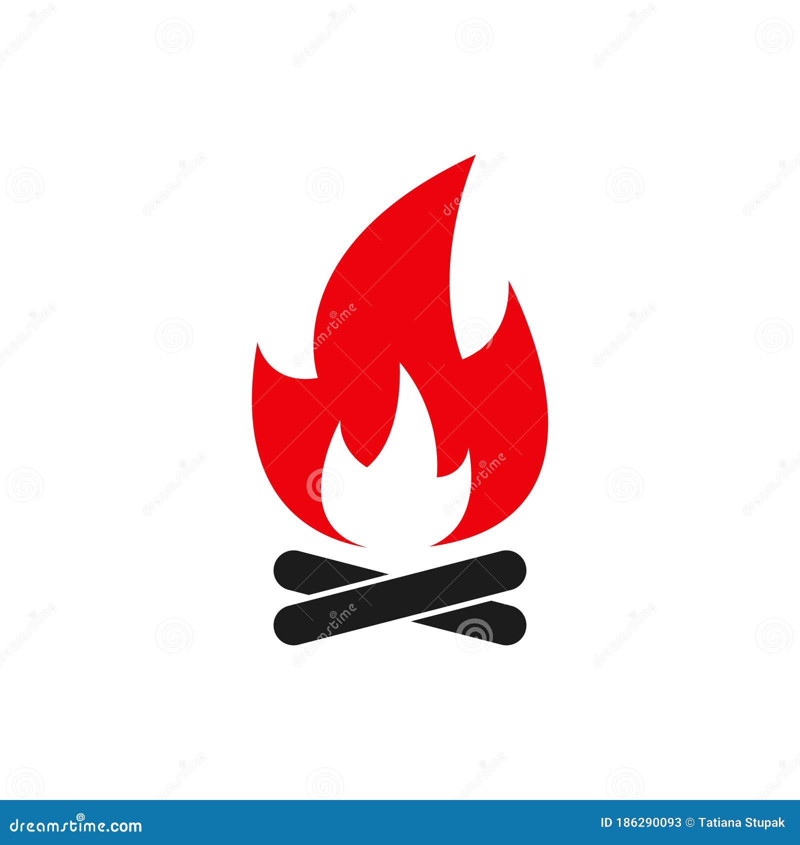 Bonfire Icon, Vector Camp Fire, Flame Symbol on White Stock Vector ...