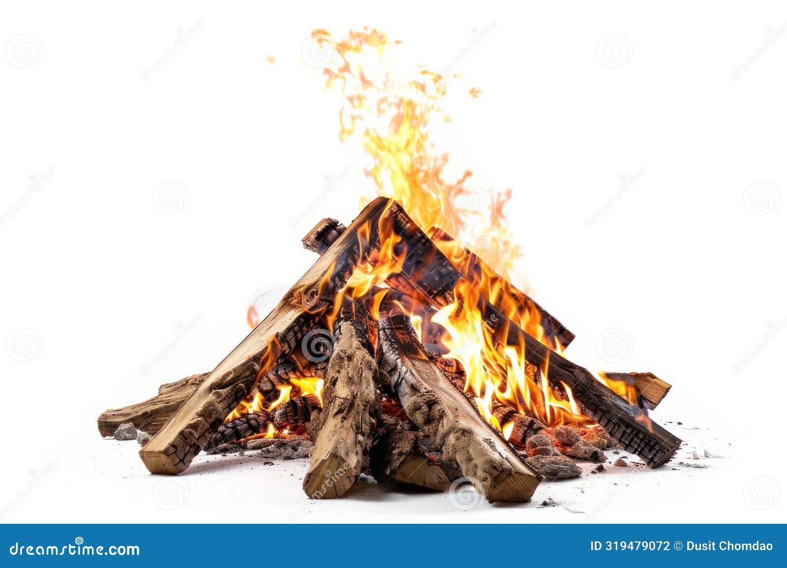 Bonfire Isolated On White Background Concept Outdoor Campfire ...