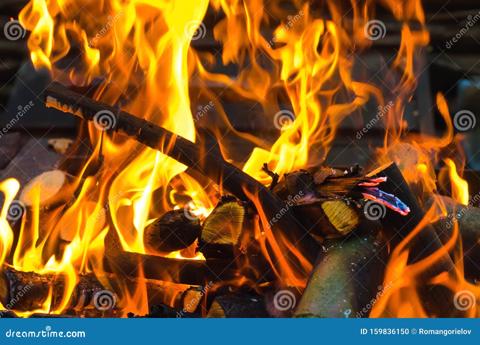 Bonfire light stock photo. Image of closeup, fireplace - 159836150