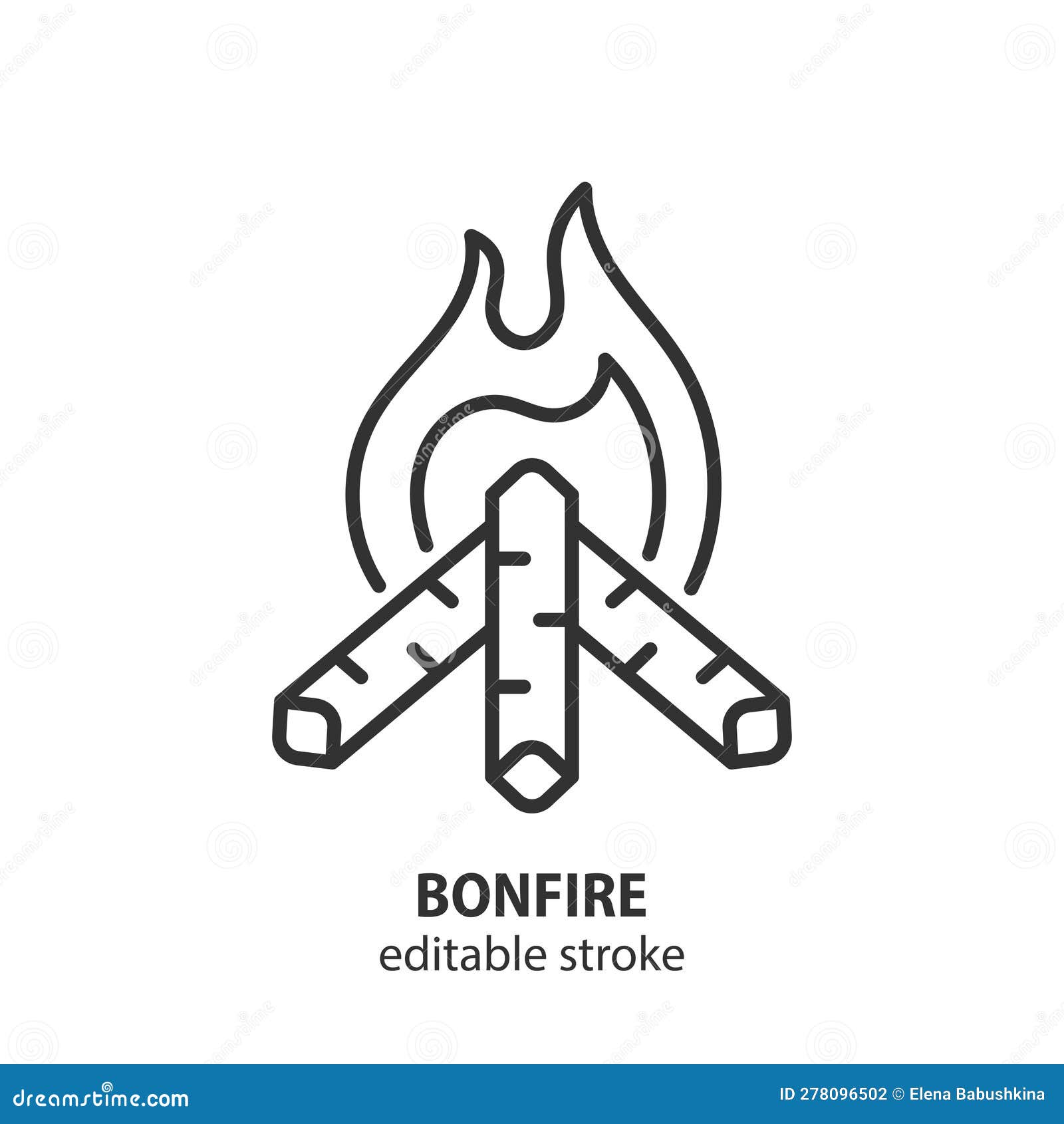Bonfire Line Icon. Campfire Vector Sign Stock Vector - Illustration of ...