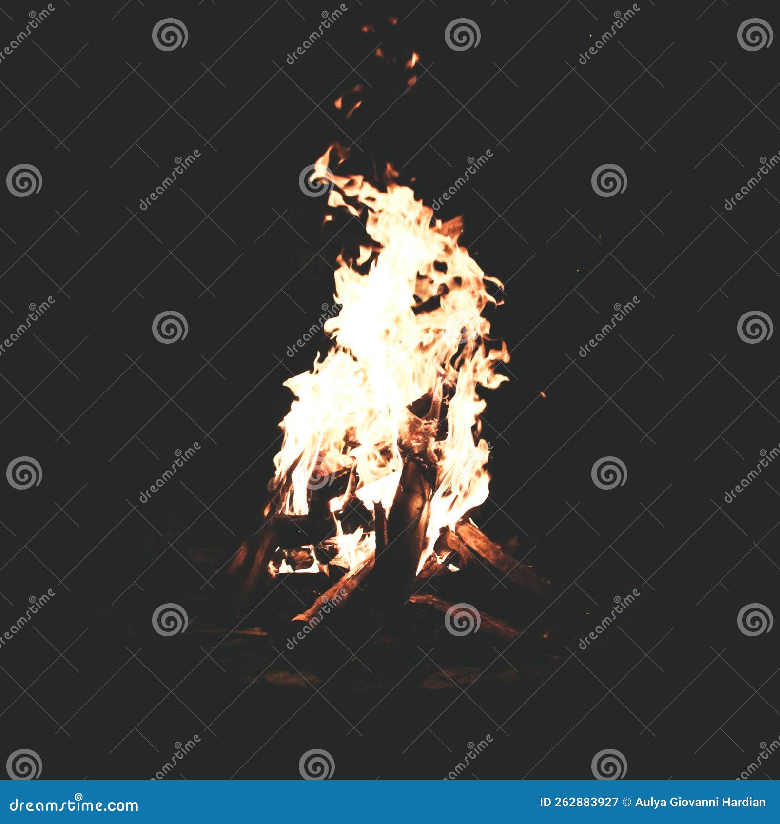 A Bonfire Lit by Dry Wood with Dark Backgroun Stock Image - Image of ...