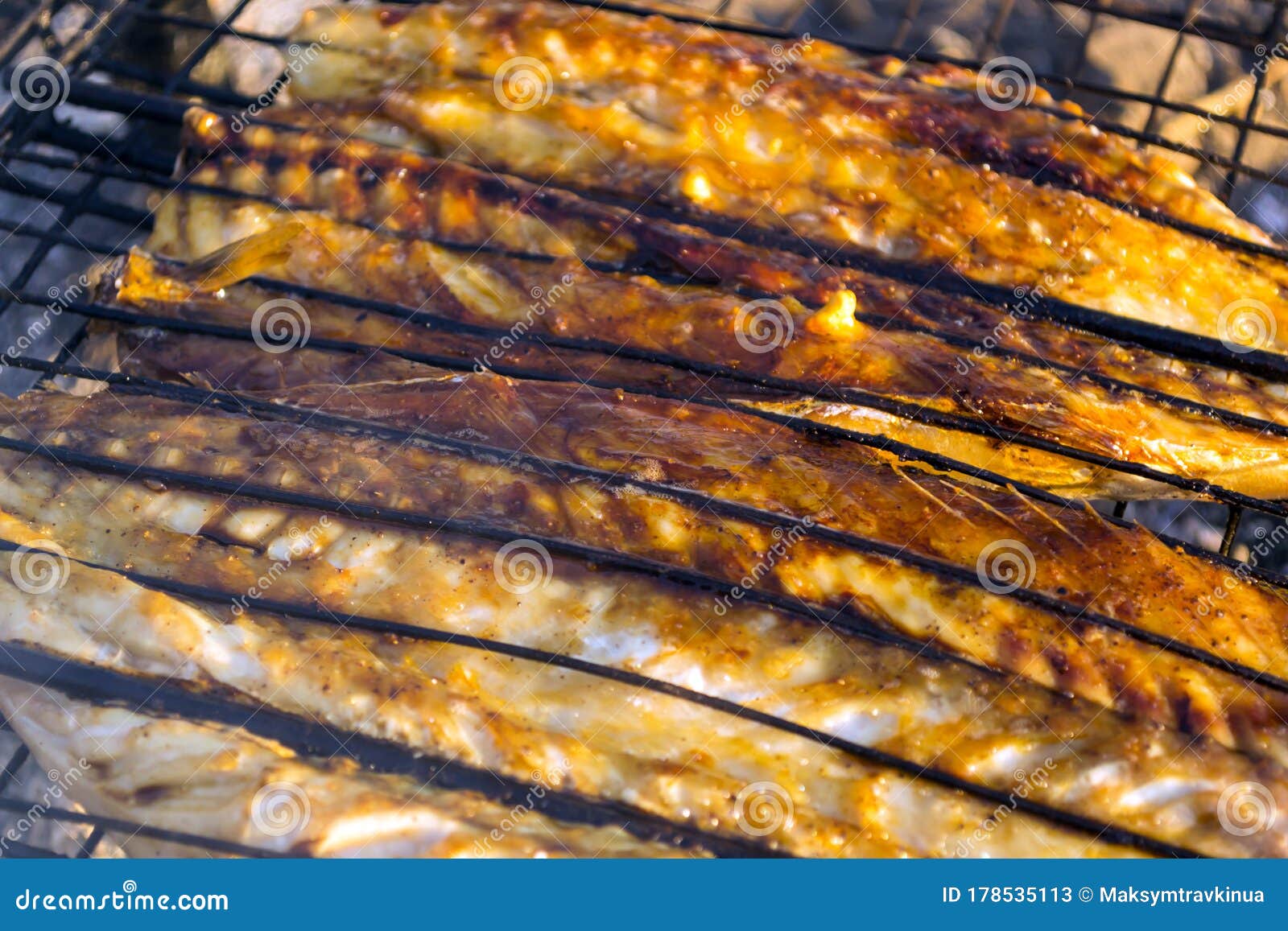 Bonfire mackerel fish stock image. Image of crust, gourmet - 178535113