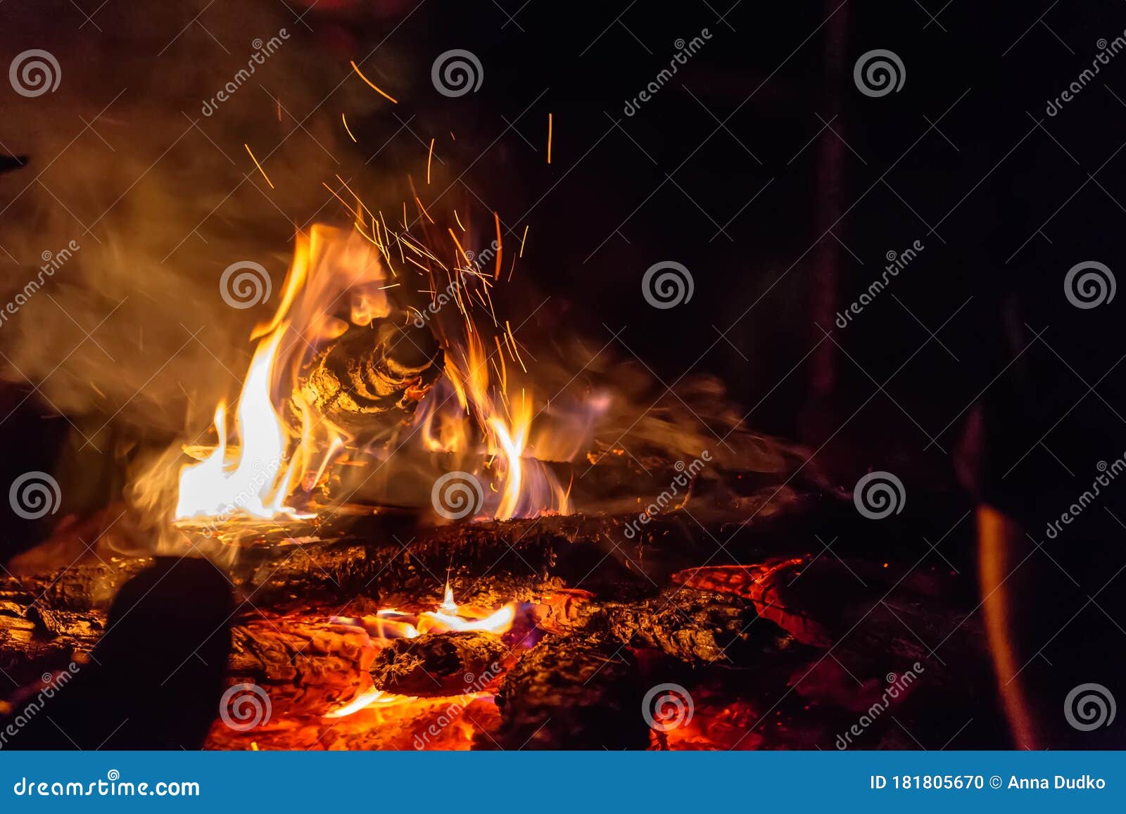 A Bonfire on the Nature at Night Stock Photo - Image of burn, fiery ...
