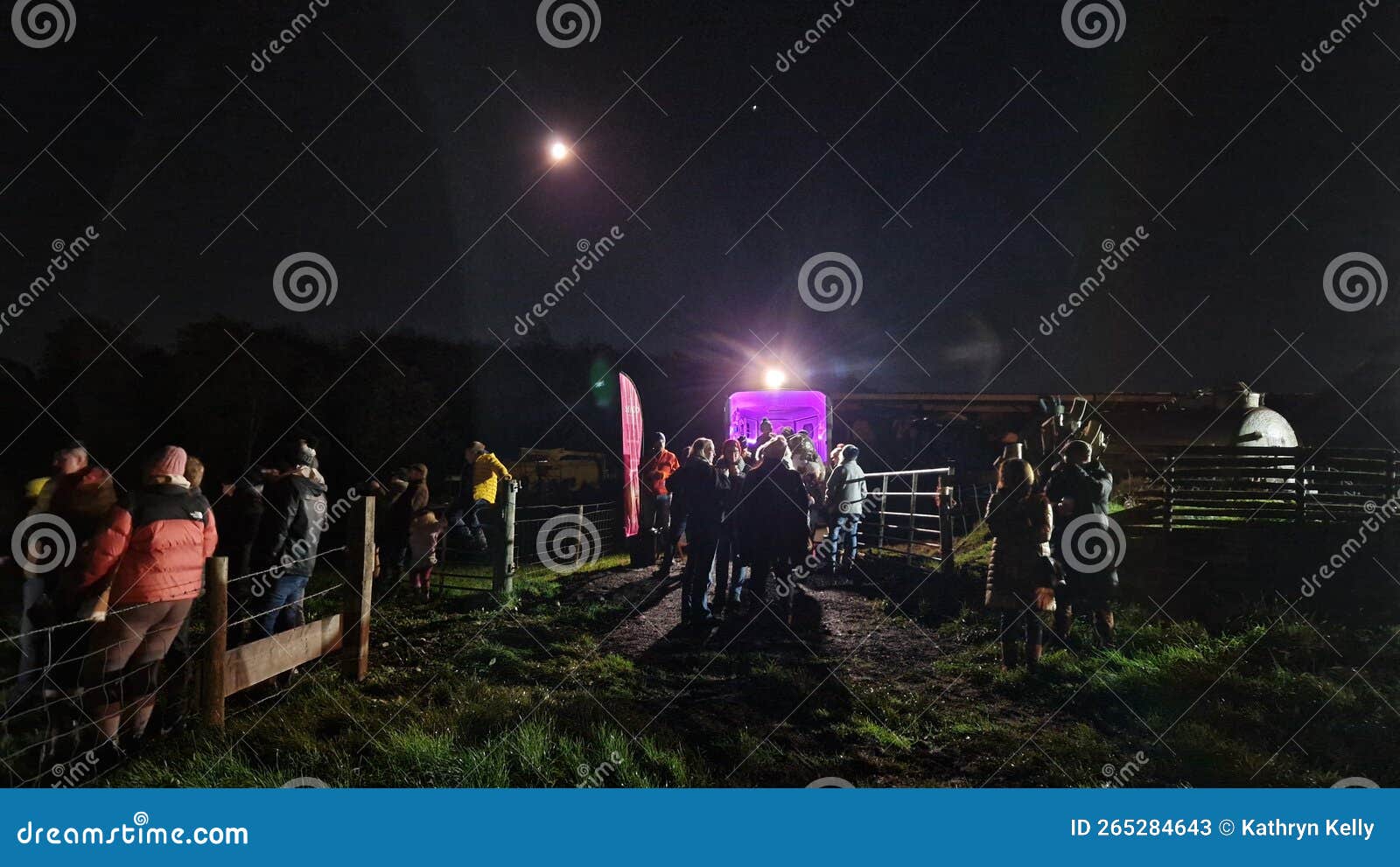 Bonfire Night with Moon and Planet Editorial Stock Photo - Image of ...