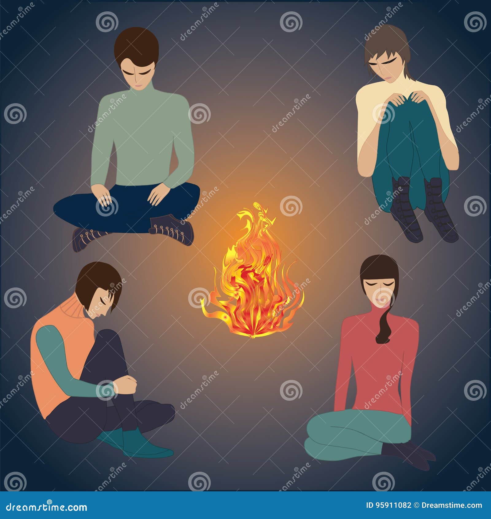 Bonfire Night, Young People Art Abstract Creative Modern Vector ...