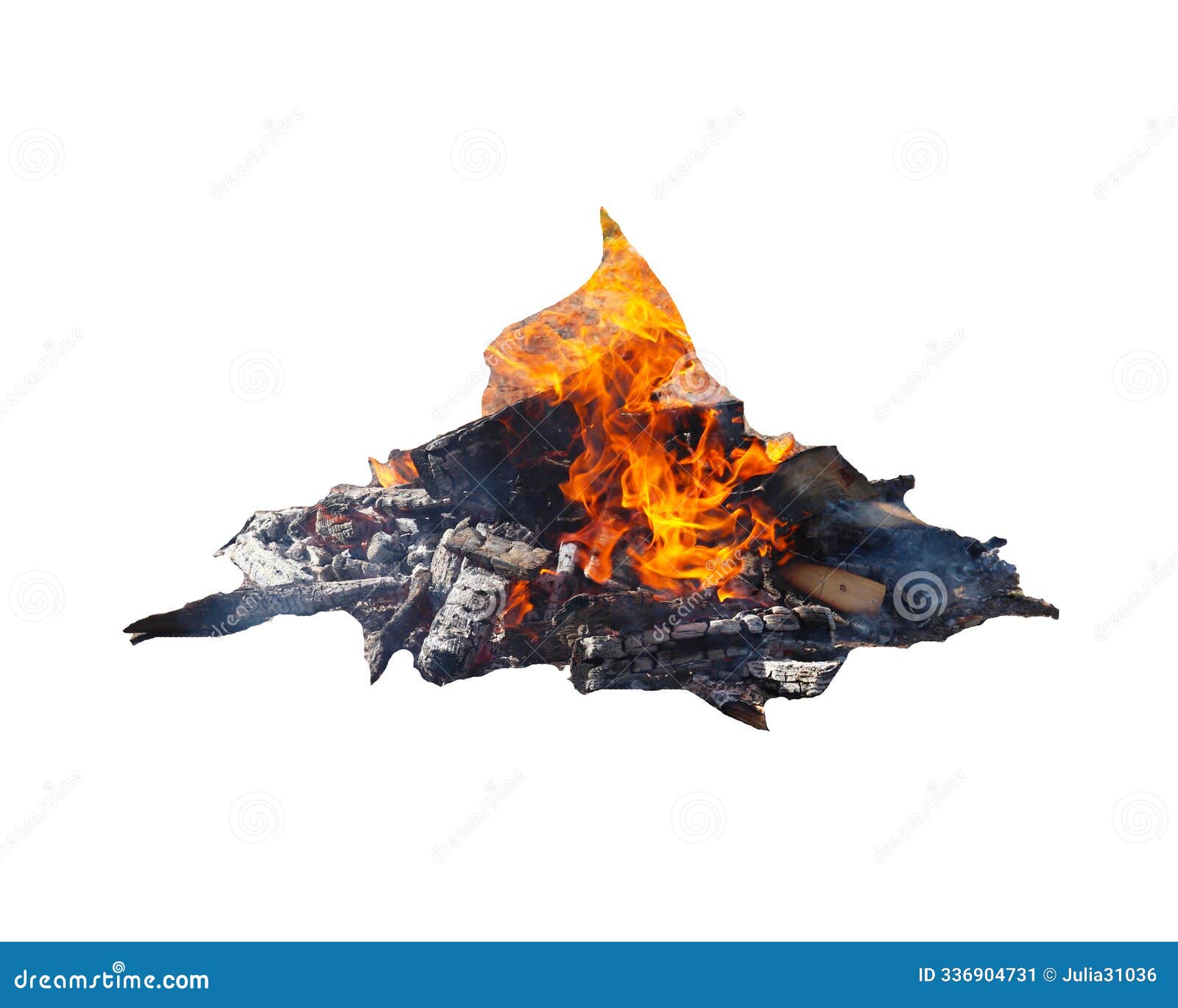 Bonfire, Open Fire, Flame and Black Embers with Logs - Isolated for ...