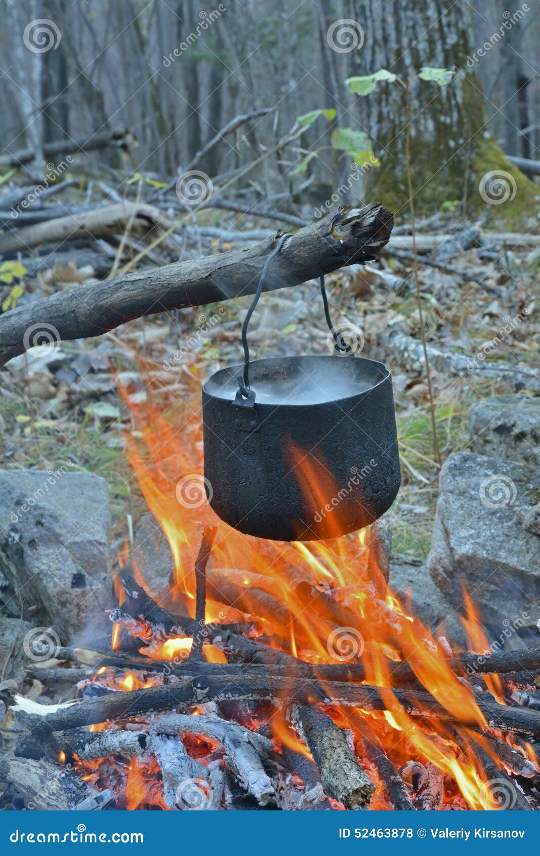 Bonfire and pot 19 stock photo. Image of campfire, burn - 52463878