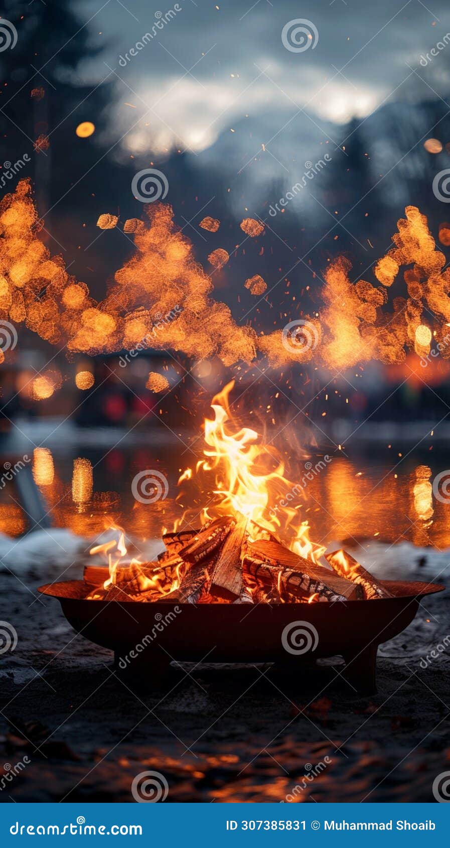 Bonfire Provides Cozy Backdrop for Showcasing Products or Text Stock ...