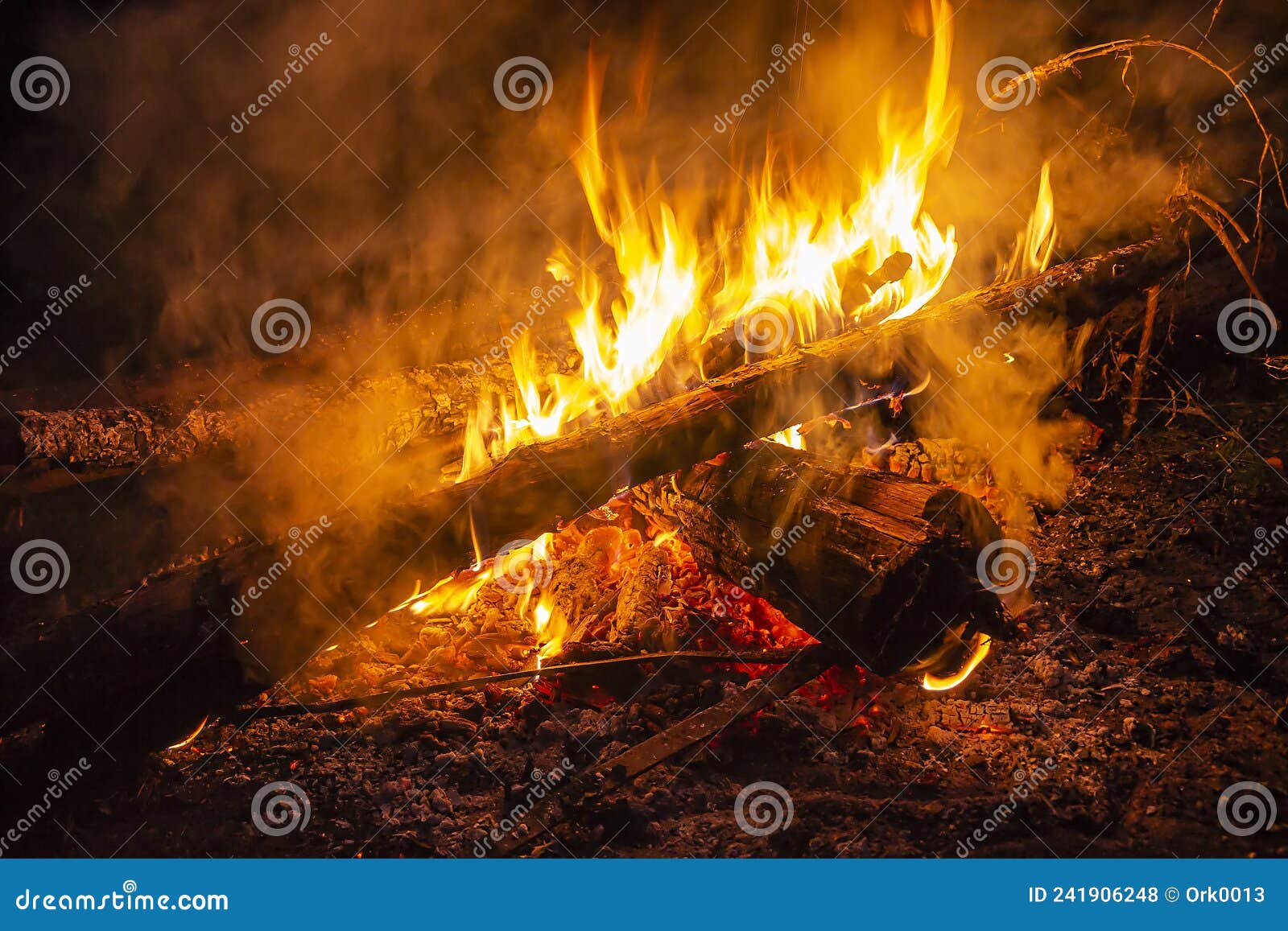 Bonfire, red-hot coals stock photo. Image of fuel, ember - 241906248