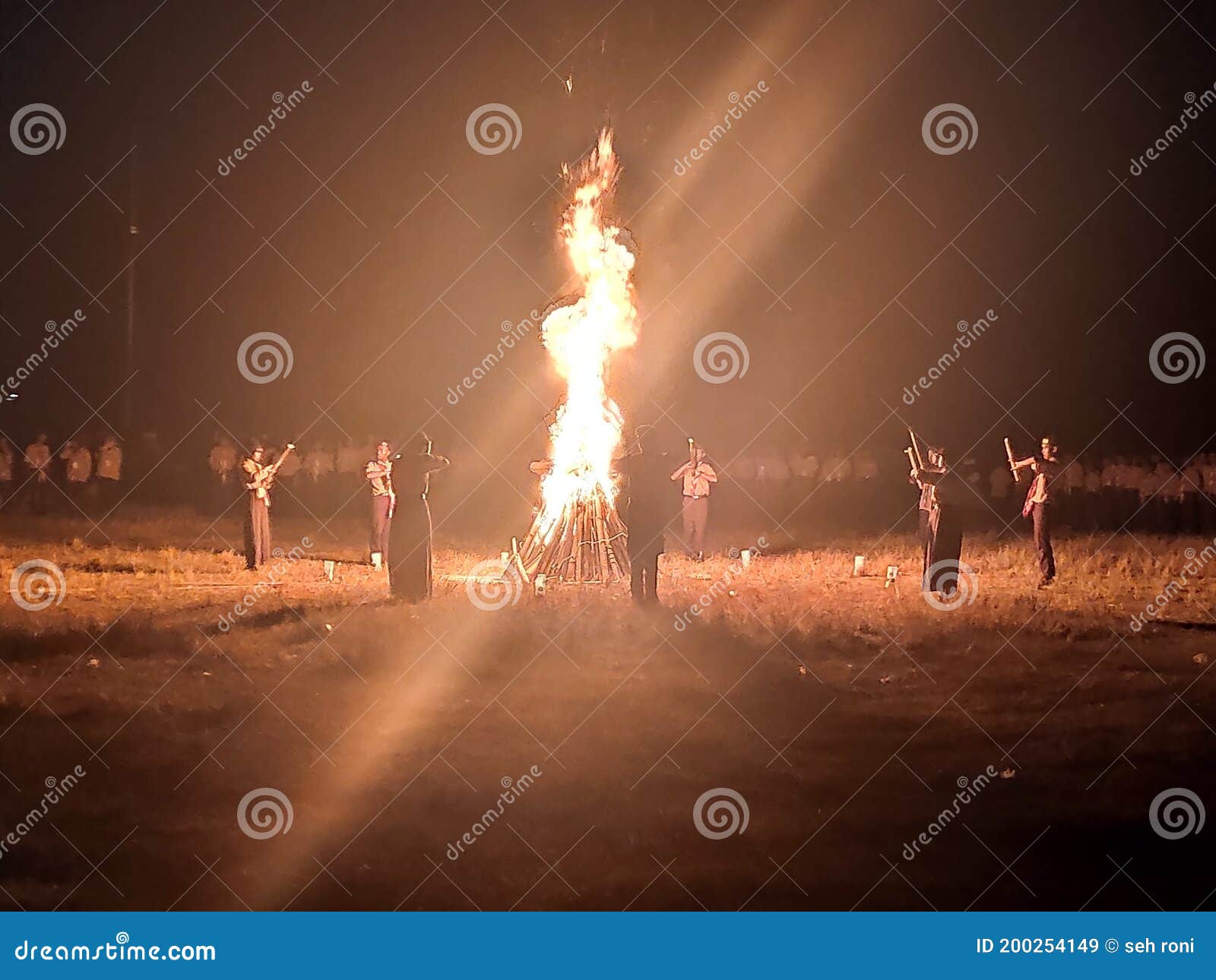 Bonfire with the scout editorial stock image. Image of sout - 200254149