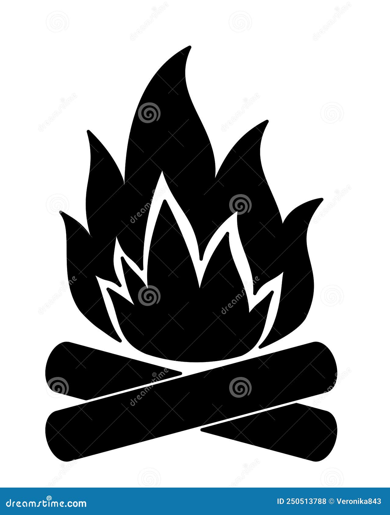 Bonfire Silhouette Icon Fire With Smoke Logs Stock Photography ...