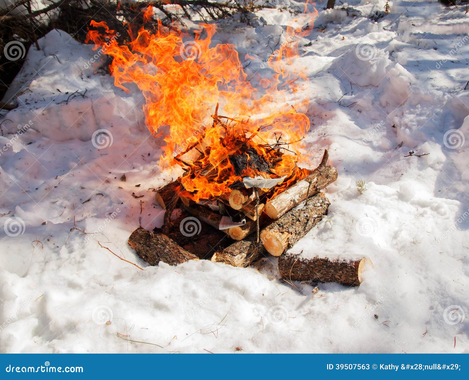 Bonfire on snow stock image. Image of burnt, snow, camping - 39507563
