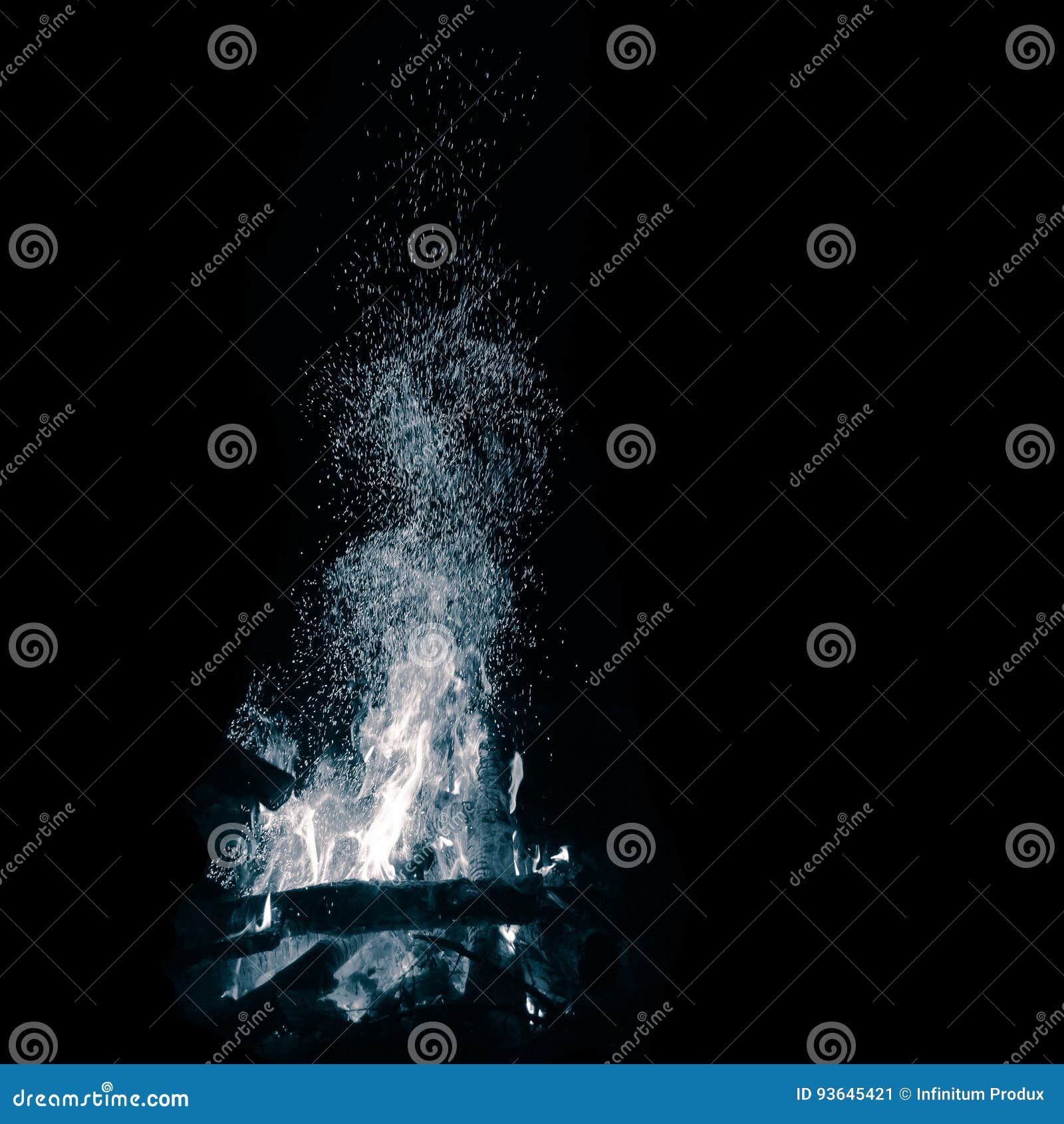 Bonfire with sparks stock image. Image of blue, coal - 93645421