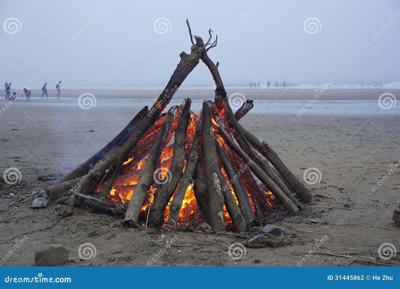 Bonfire stock photo. Image of bonfire, sand, zhoushan - 31445862