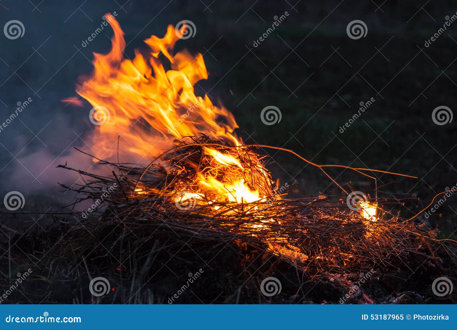 Bonfire in strong wind stock image. Image of night, burning - 53187965
