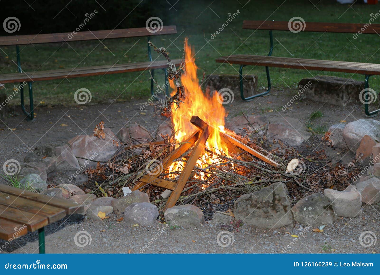 The Bonfire on a Summer Night Stock Image - Image of fire, campfire ...