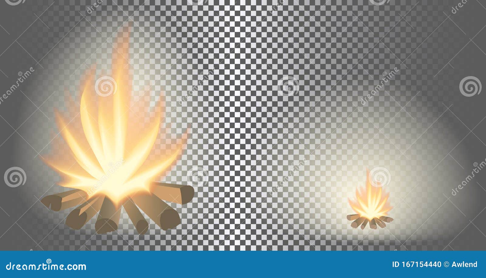 Bonfire with Transparent Effects on Plaid Background. Stock Vector ...