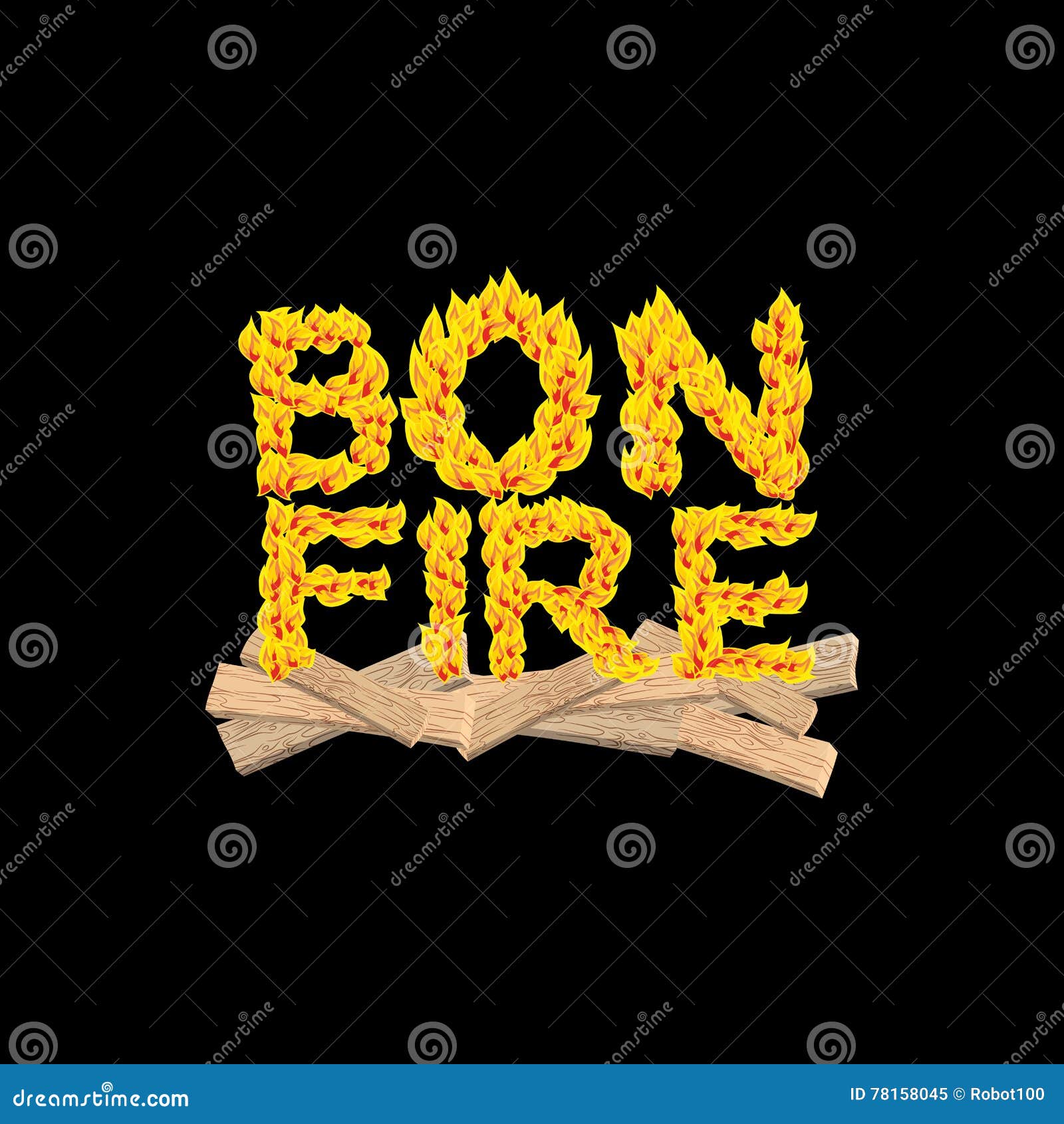 Bonfire Typography. Fire Letters. Burning Boards. Flame Lettering Stock ...