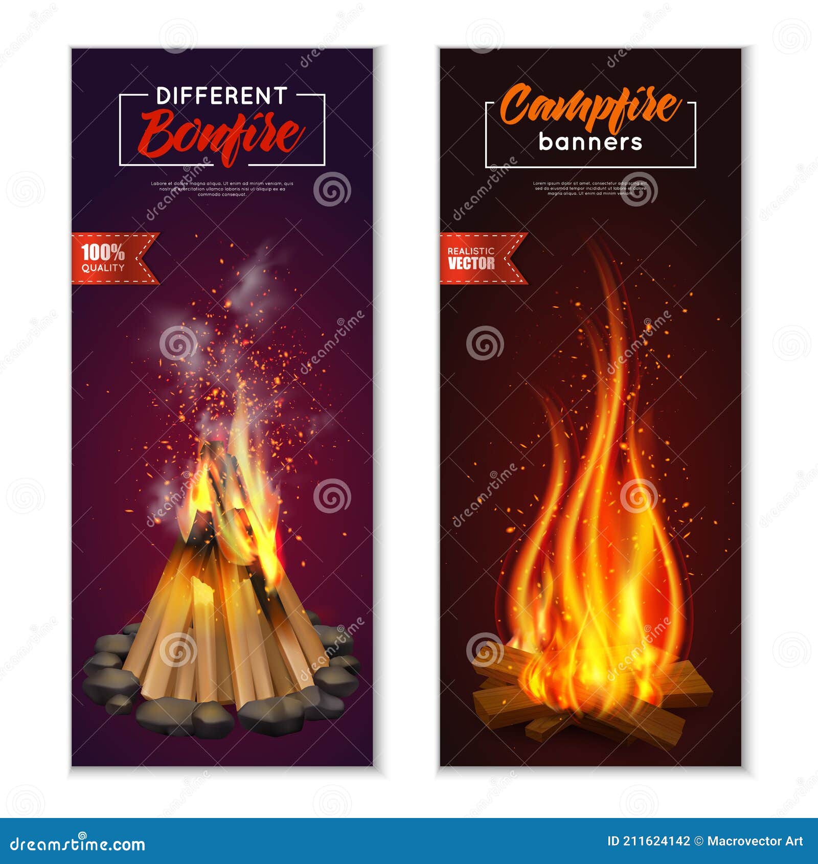 Bonfire Vertical Banners Set Stock Vector - Illustration of burn ...