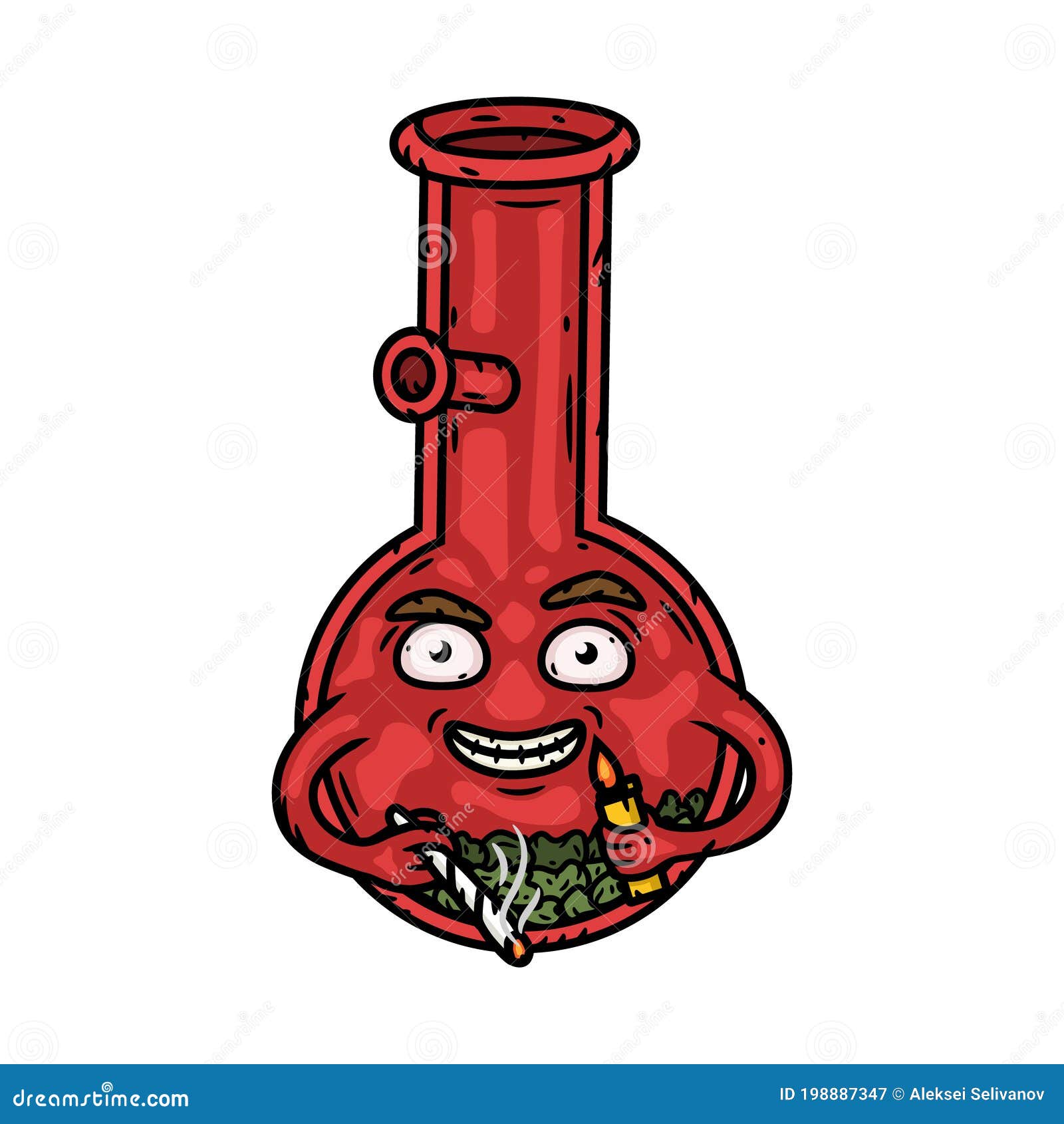 Bong. Bong with a Lighter and Marijuana Joint. Stock Vector ...