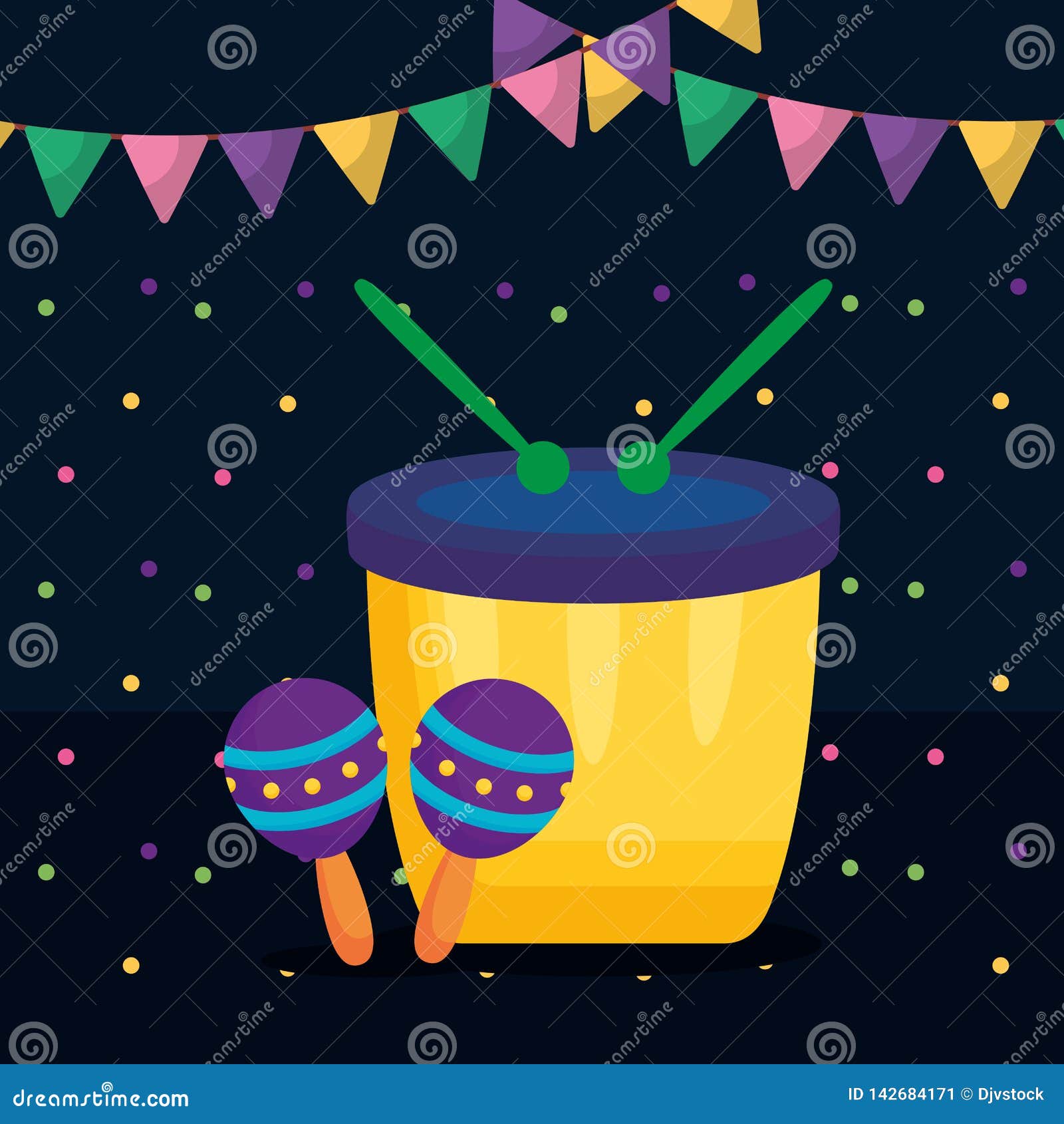 Bongo De Carnaval Avec Des Instruments De Maracas Illustration de ...