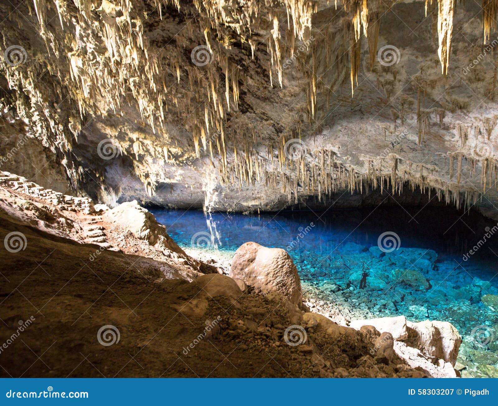 Bonito blue lake cavern stock image. Image of fields - 58303207