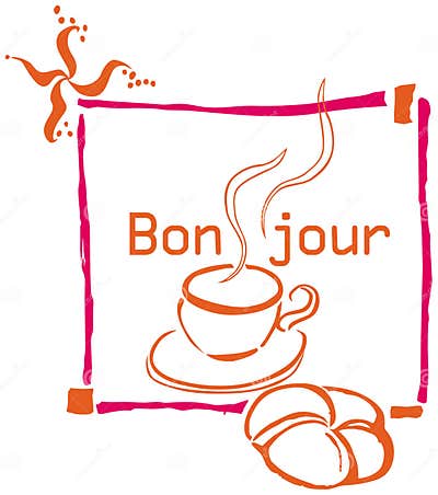 Bonjour stock vector. Illustration of graphic, coffee - 1388064