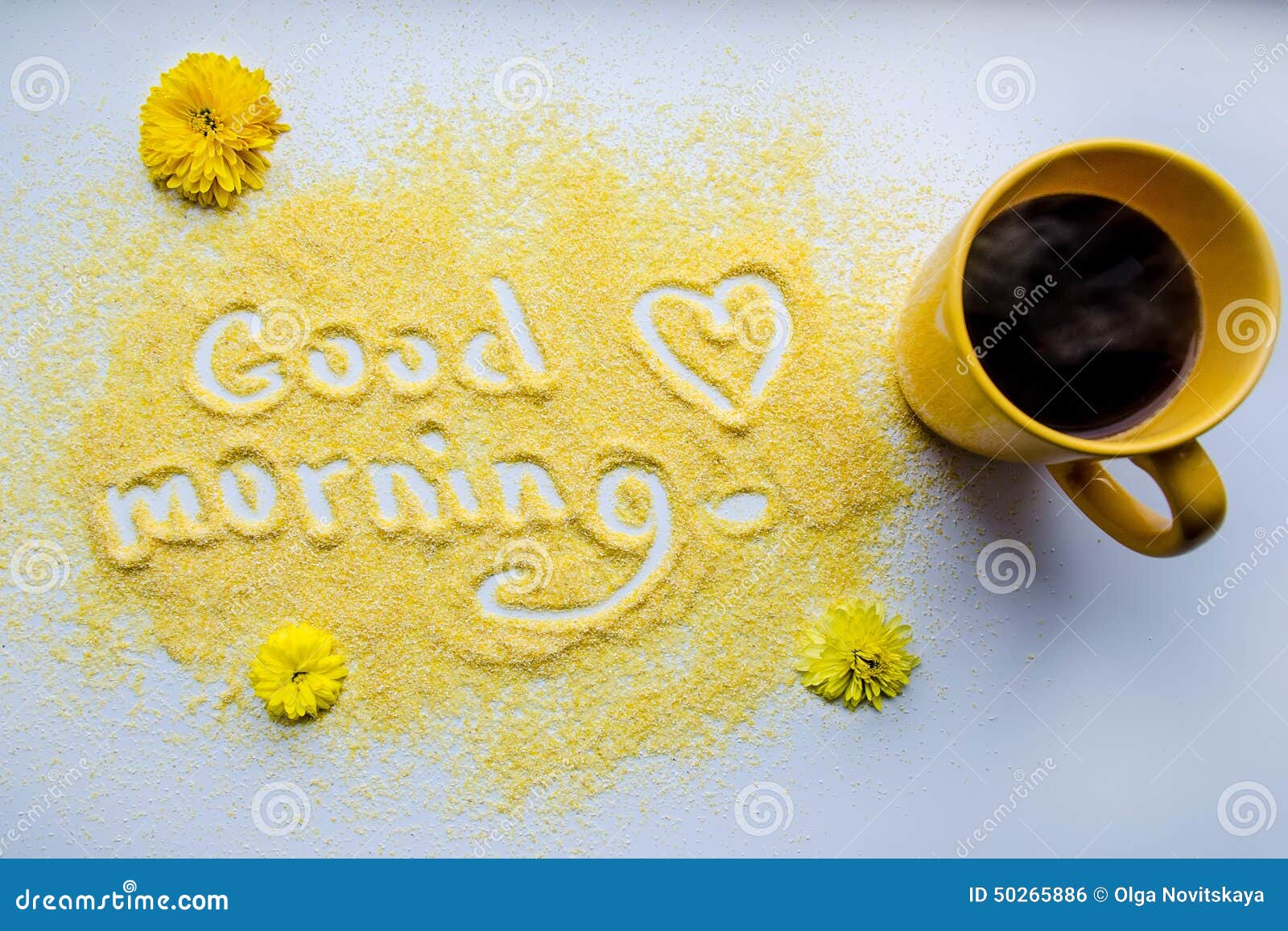 Bonjour Avec Une Tasse De Café Photo stock - Image du cuvette, avec ...