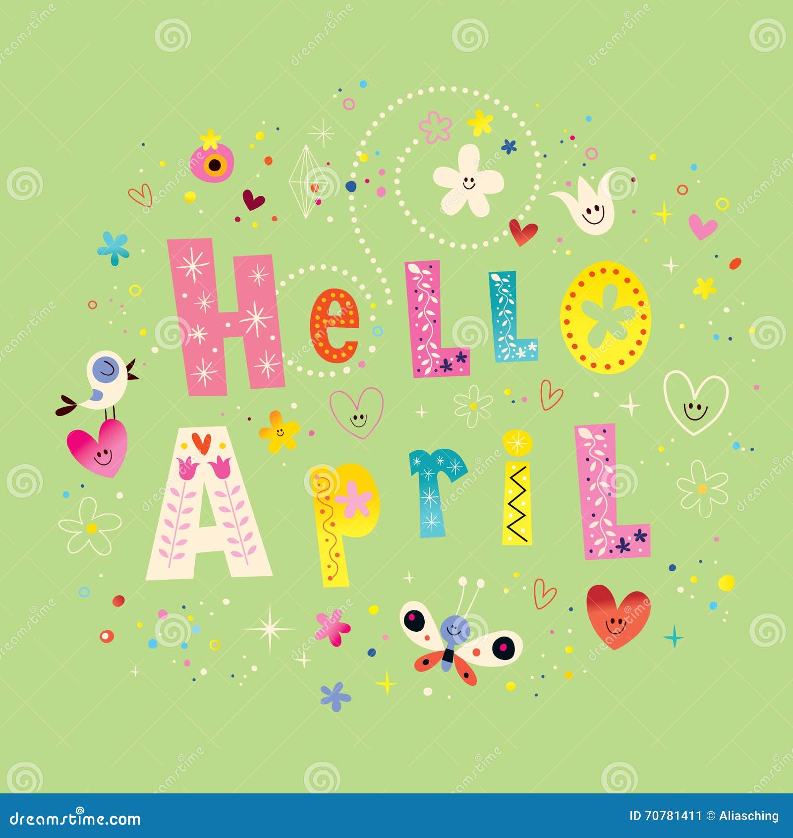 Bonjour avril illustration de vecteur. Illustration du botanique - 70781411