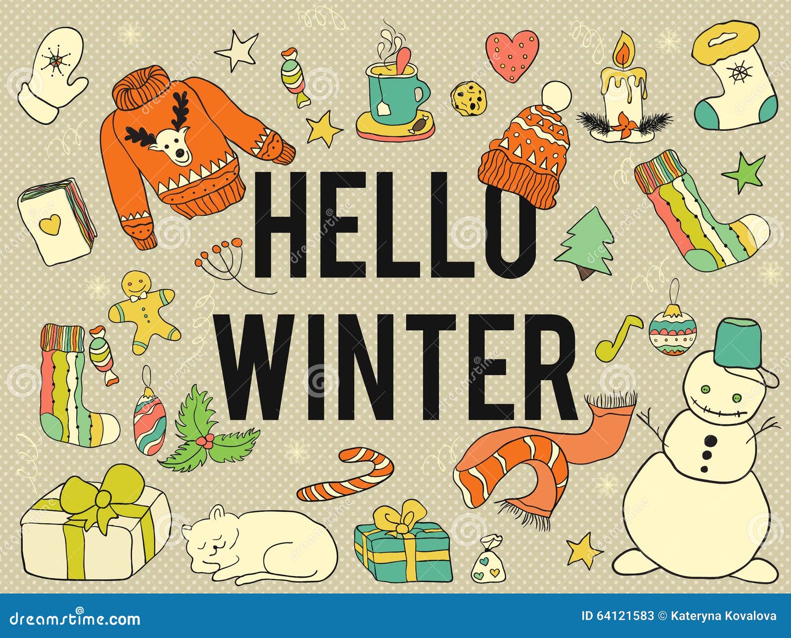 Bonjour hiver illustration de vecteur. Illustration du illustration ...