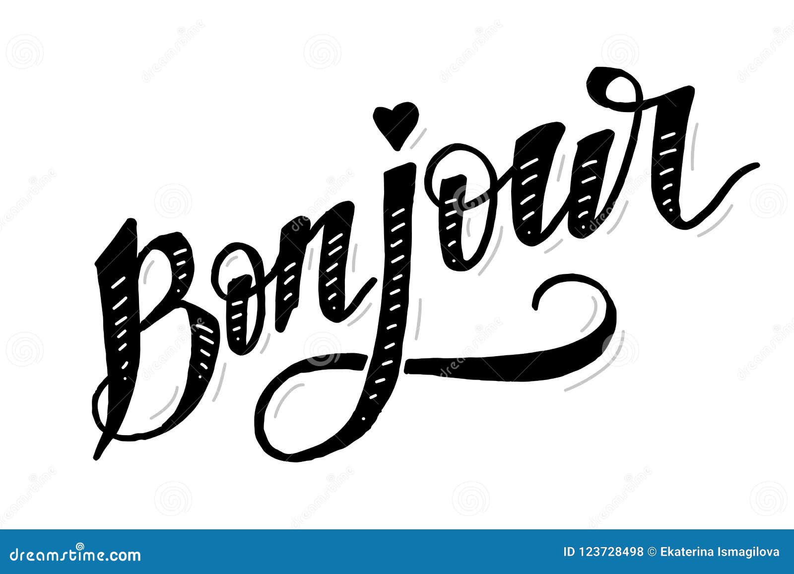 Bonjour Paris Phrase Vector Lettering Calligraphy Brush Gold Stock ...