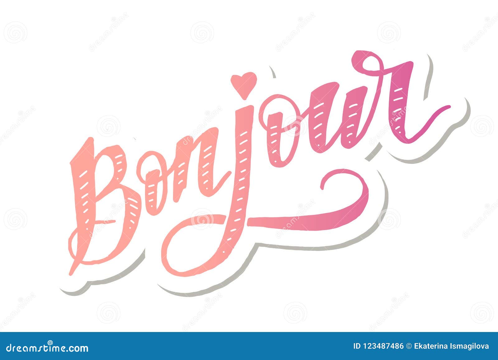 Bonjour Paris Phrase Vector Lettering Calligraphy Brush Sticker Stock ...